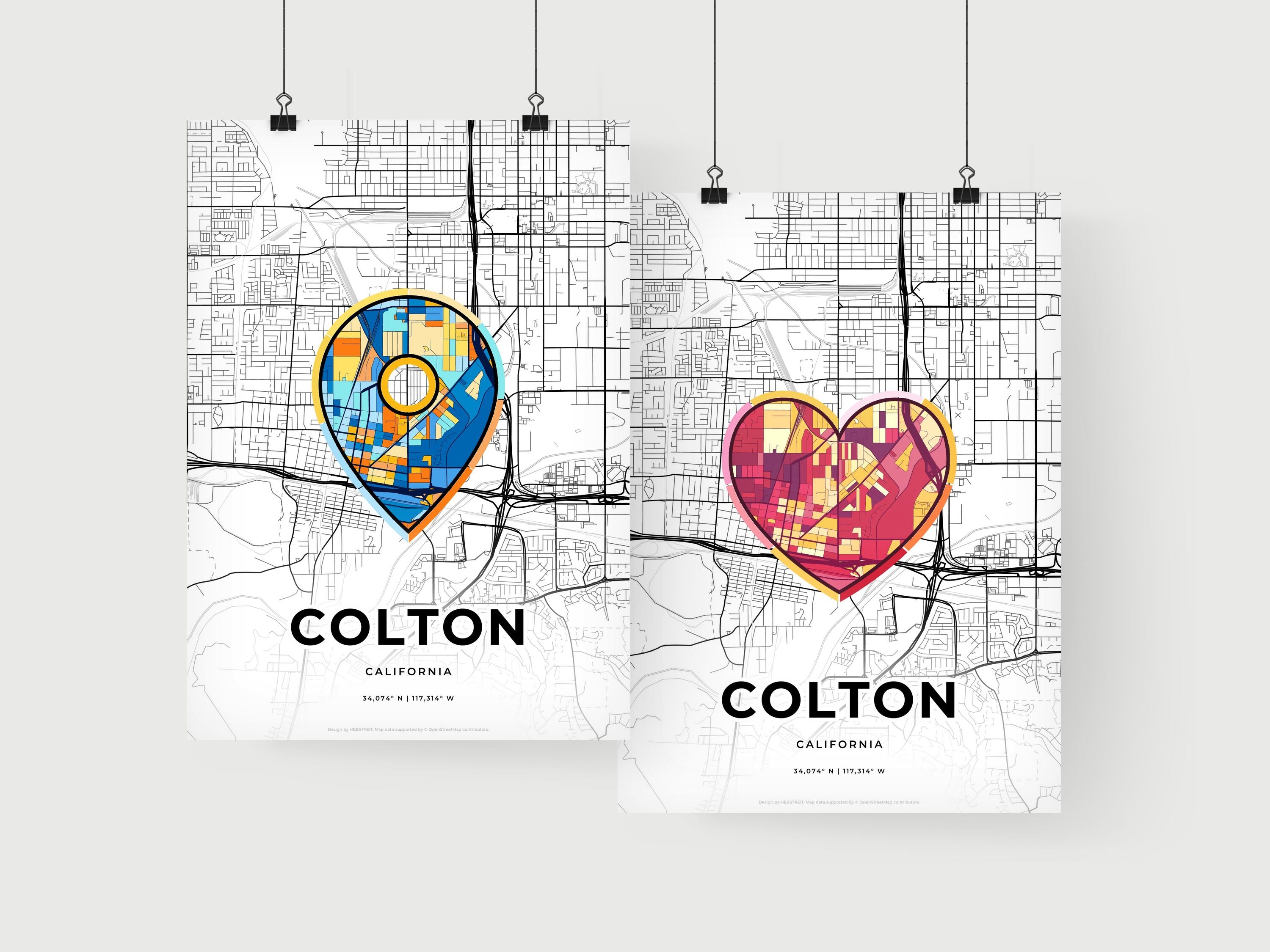 COLTON UNITED STATES minimal art map with a colorful icon. Creative ...