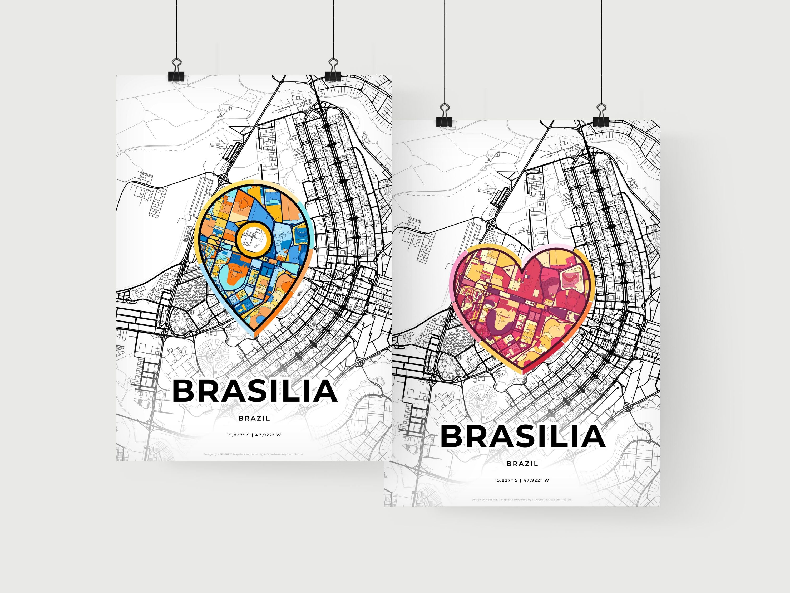 BRASILIA BRAZIL minimal art map with a colorful icon. Creative city map ...