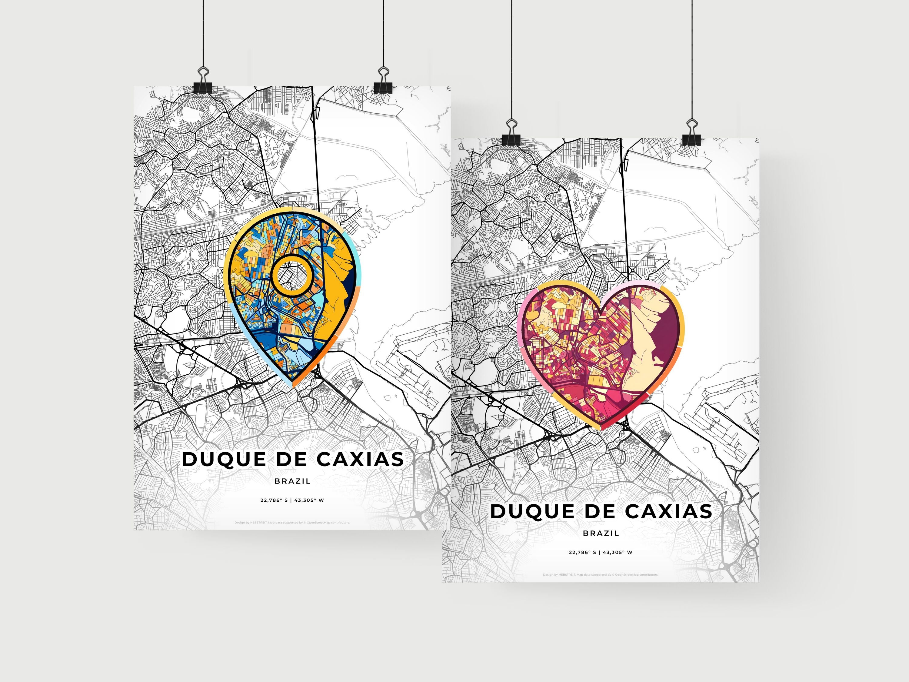 Art Map of Duque De Caxias Brazil, Minimal Art Map With A Colorful Icon ...
