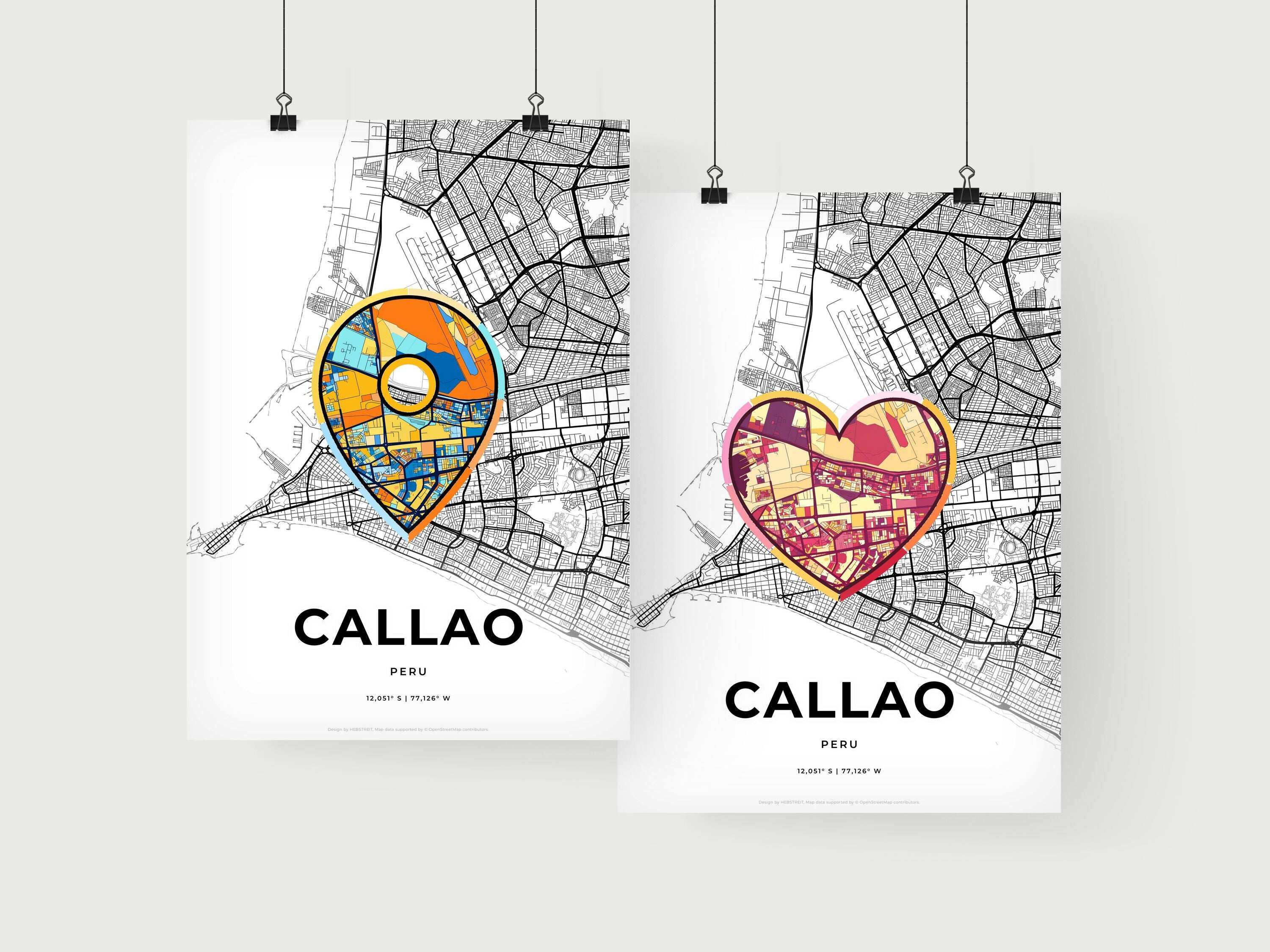 Callao Peru, Minimal Art Map With A Colorful Icon – HEBSTREIT