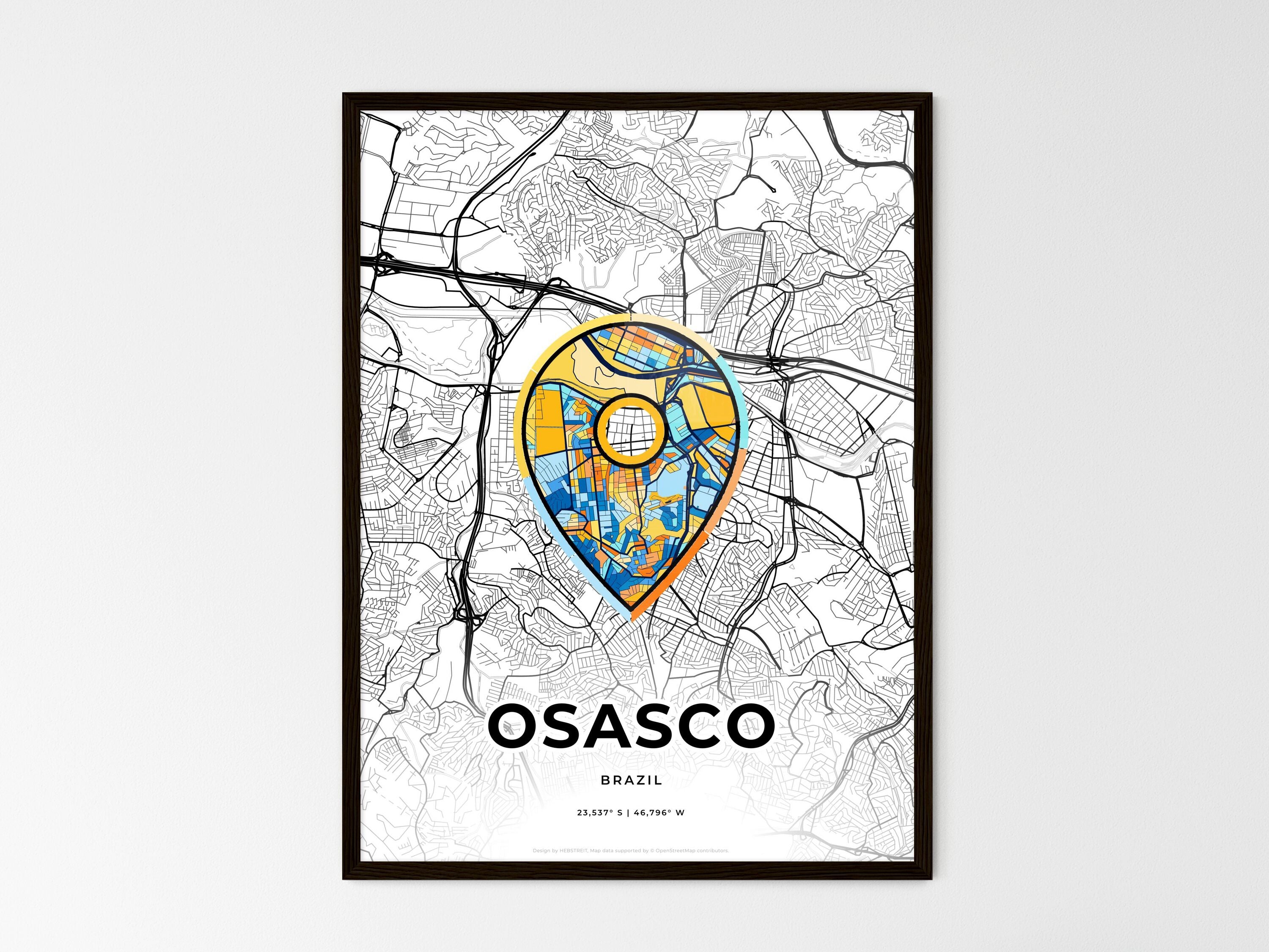 OSASCO BRAZIL minimal art map with a colorful icon. Creative city map ...