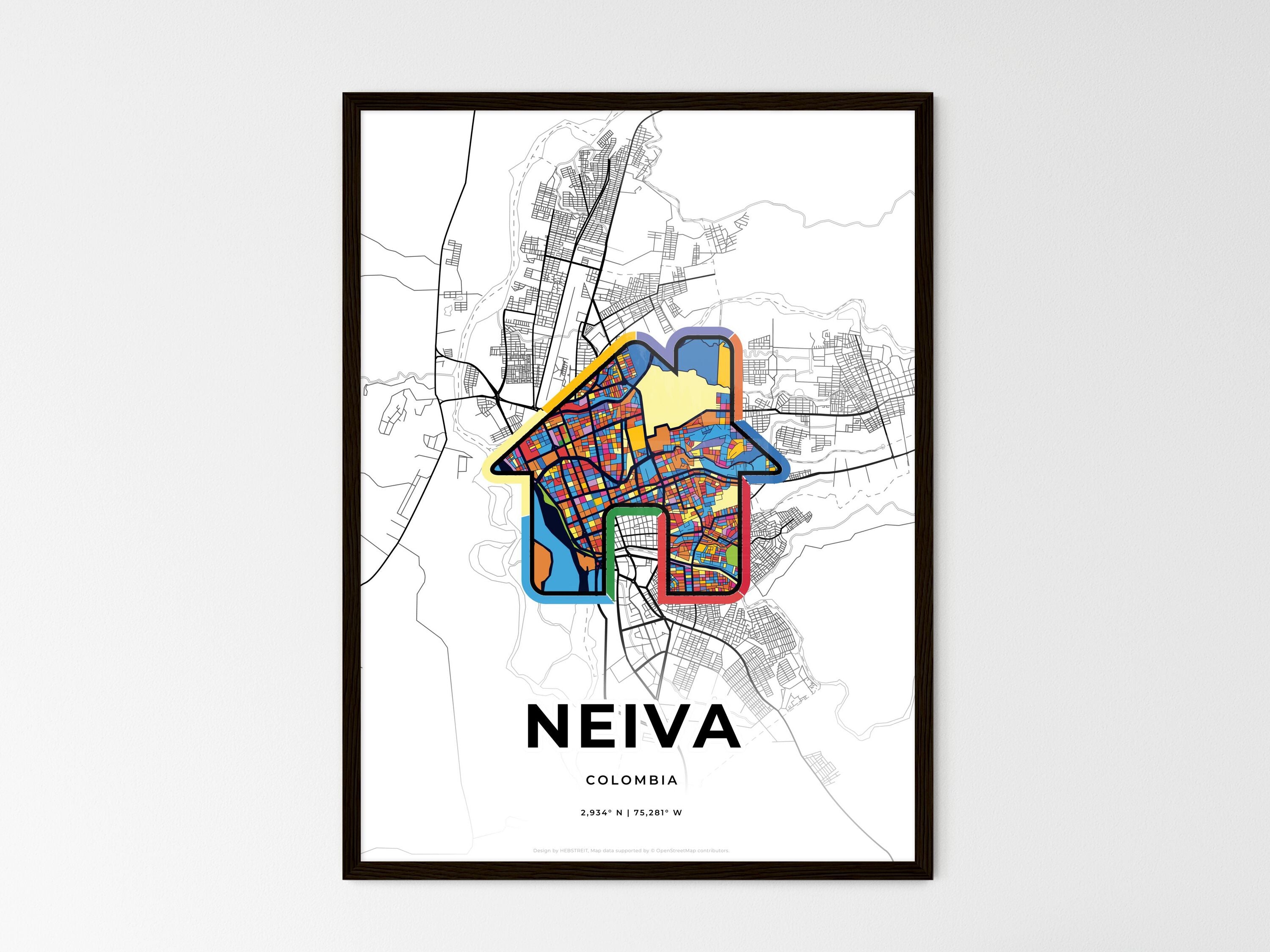 NEIVA COLOMBIA minimal art map with a colorful icon. Creative city map ...