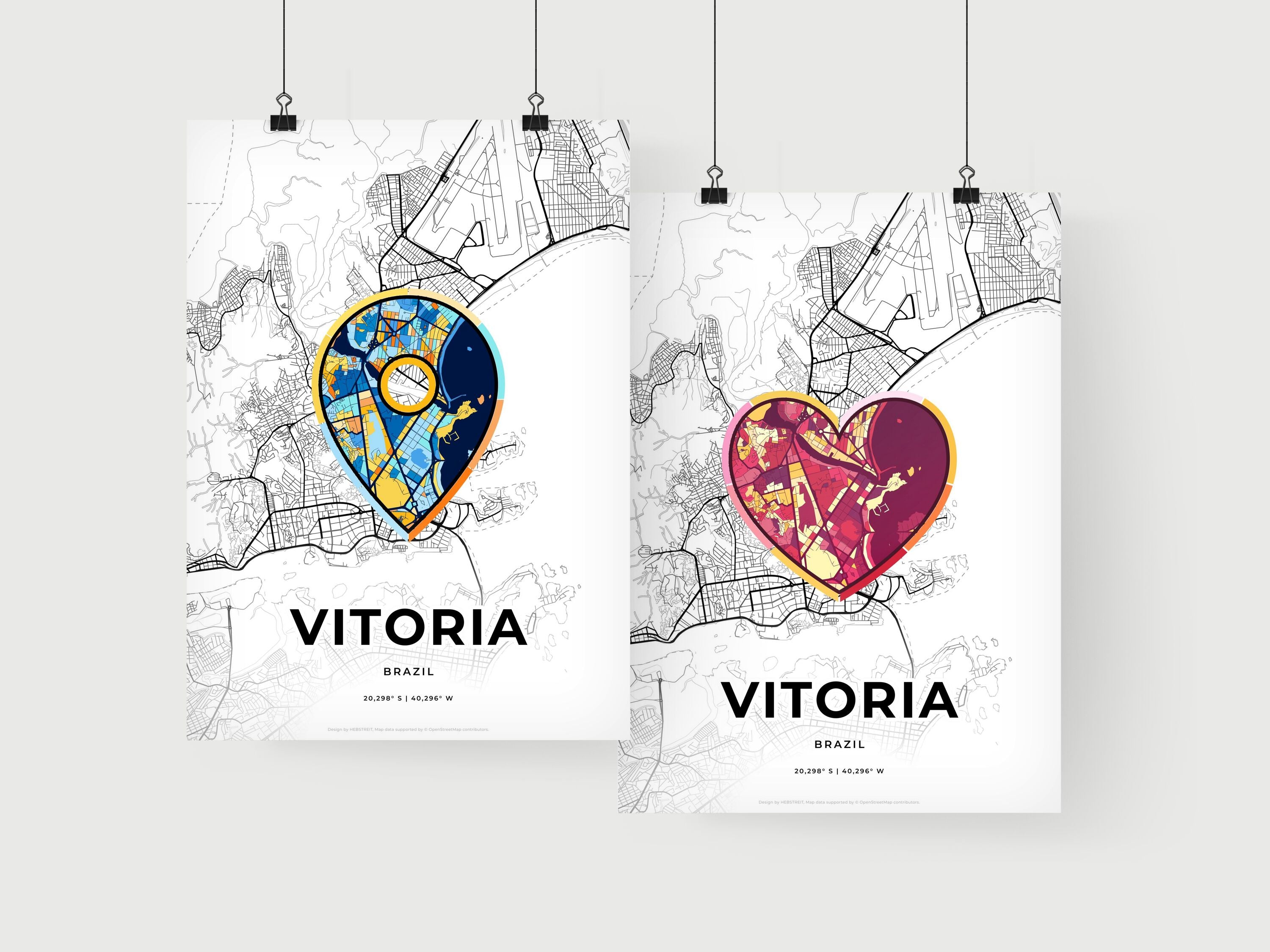 VITORIA BRAZIL minimal art map with a colorful icon. Creative city map ...