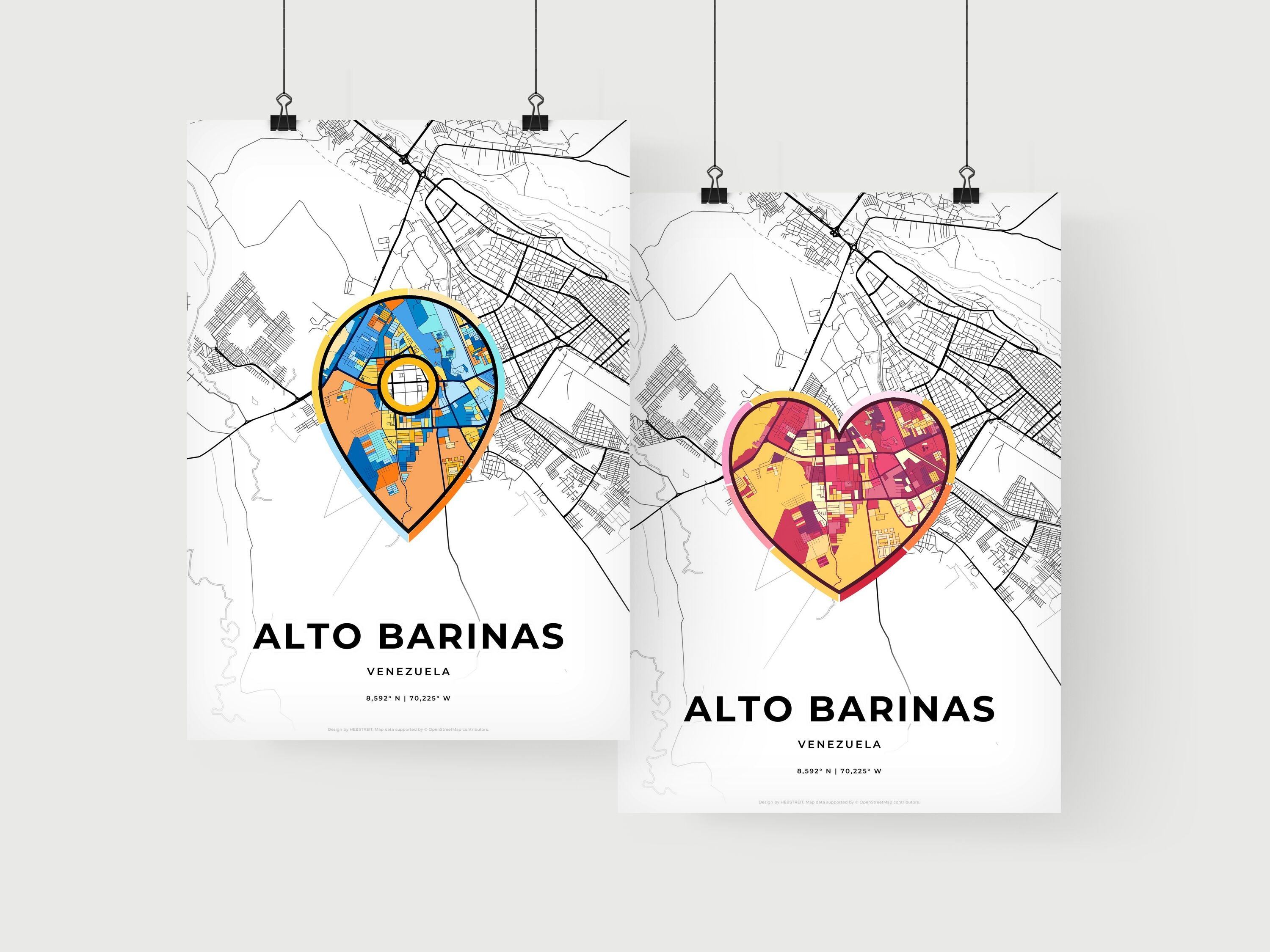 Alto Barinas Venezuela, Minimal Art Map With A Colorful Icon – HEBSTREIT