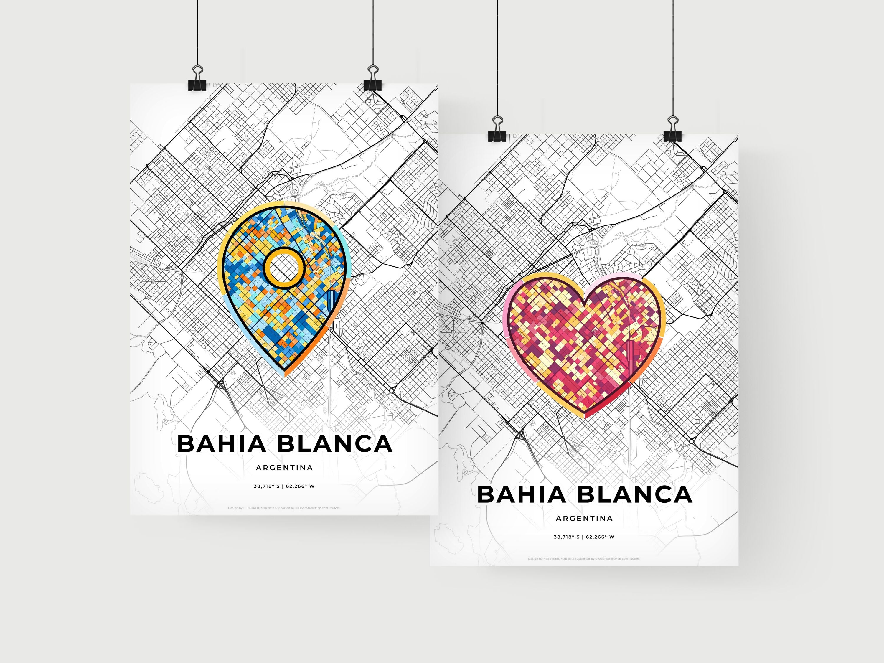 BAHIA BLANCA ARGENTINA minimal art map with a colorful icon. Creative ...