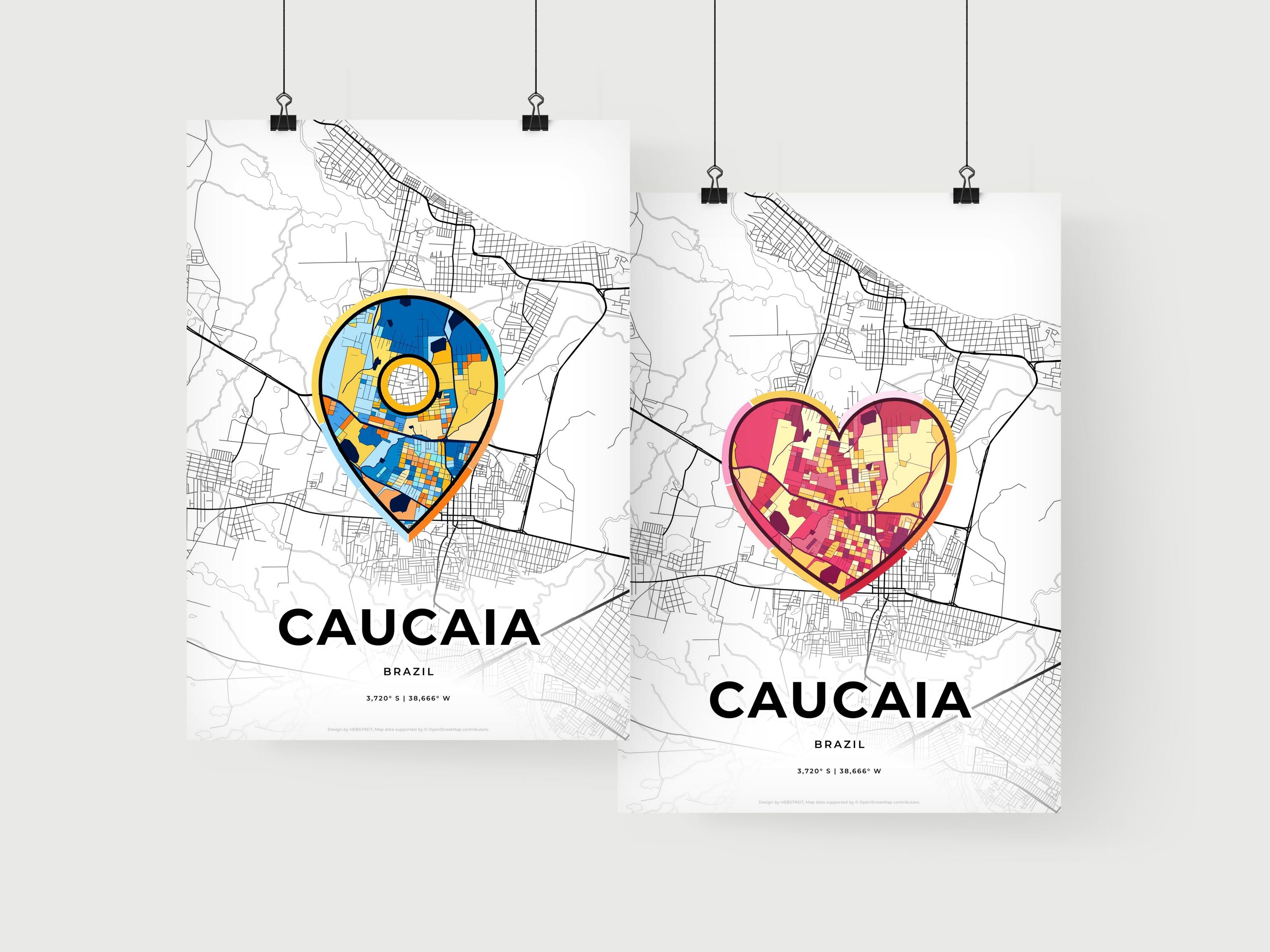 CAUCAIA BRAZIL minimal art map with a colorful icon. Creative city map ...