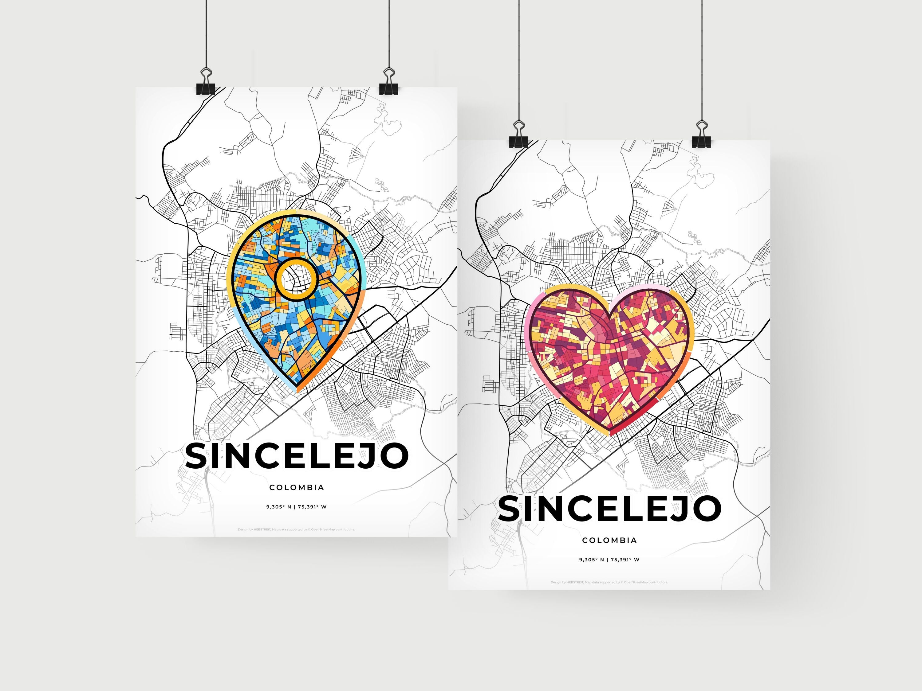 Sincelejo Colombia, Minimal Art Map With A Colorful Icon – HEBSTREIT