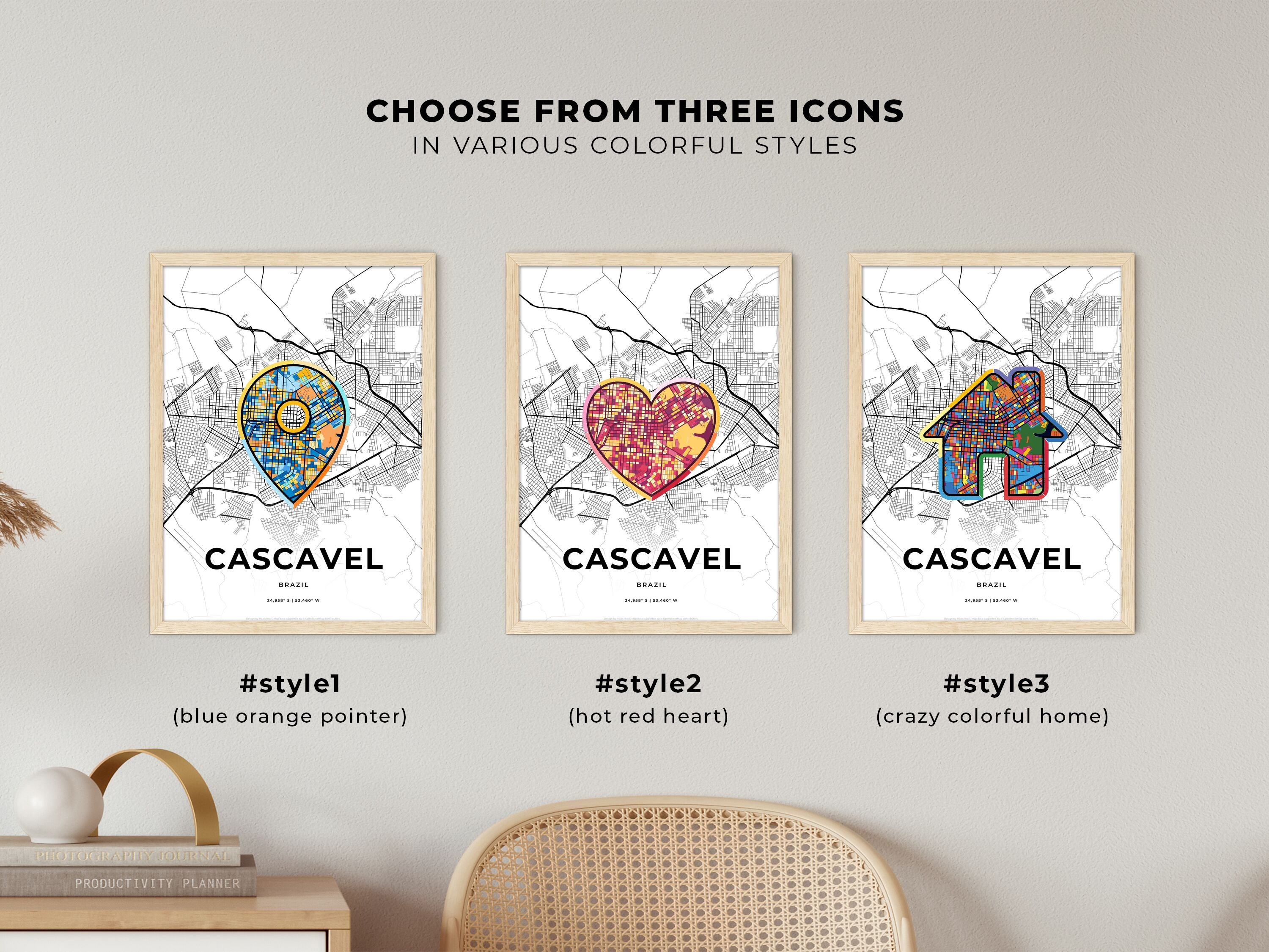 CASCAVEL BRAZIL minimal art map with a colorful icon. Creative city map ...