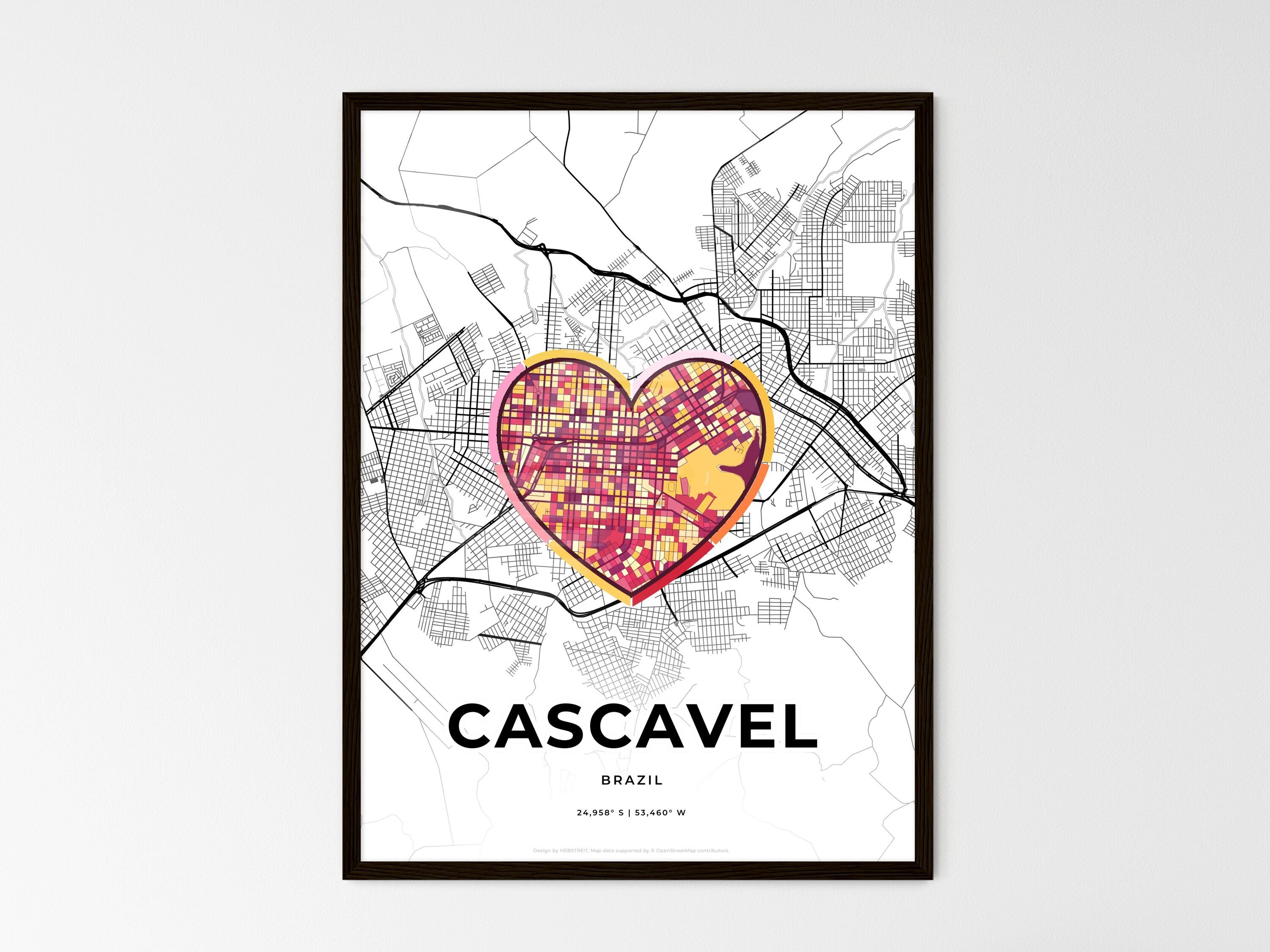 CASCAVEL BRAZIL minimal art map with a colorful icon. Creative city map ...