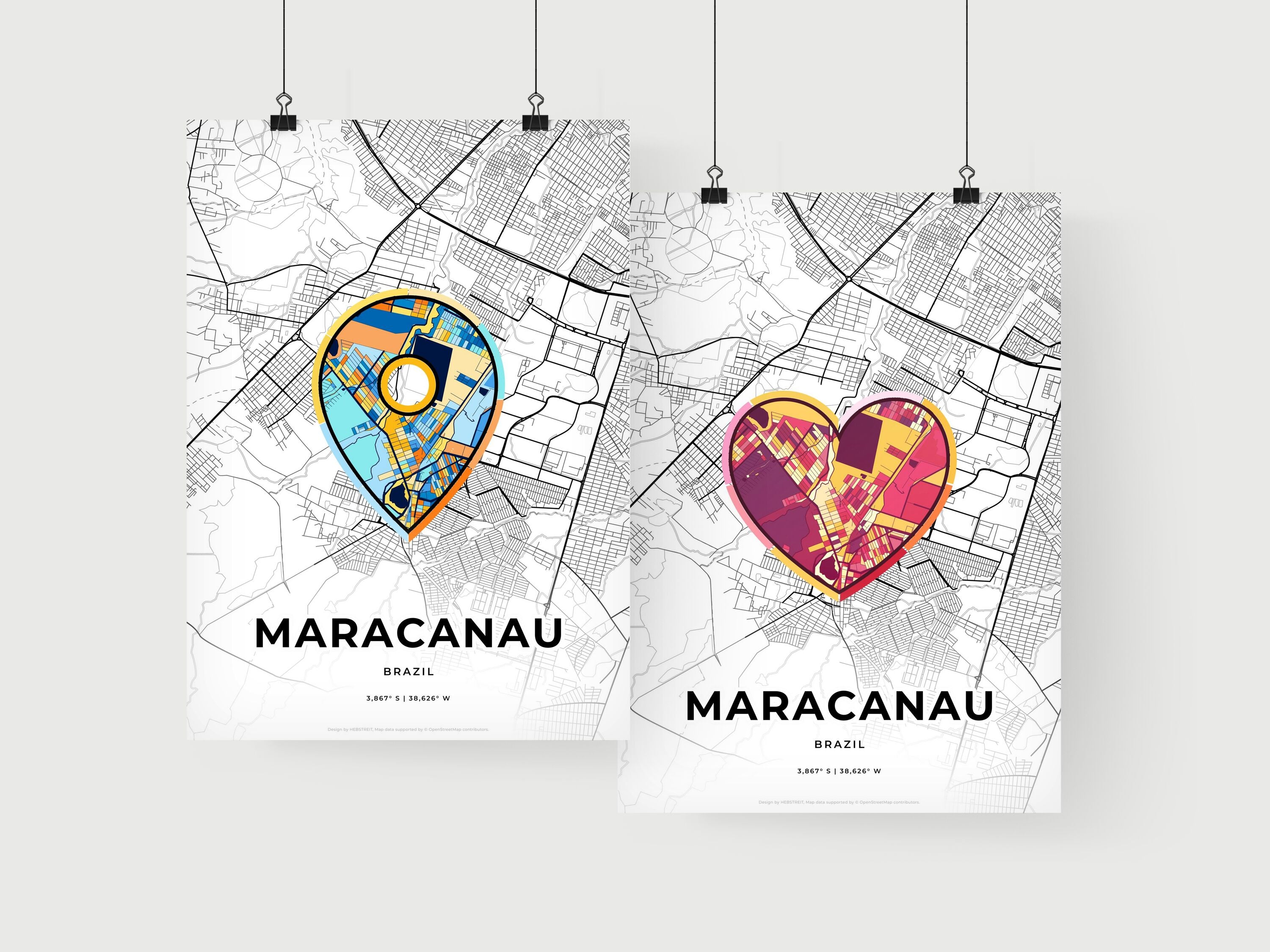 Maracanau Brazil, Minimal Art Map With A Colorful Icon – HEBSTREIT