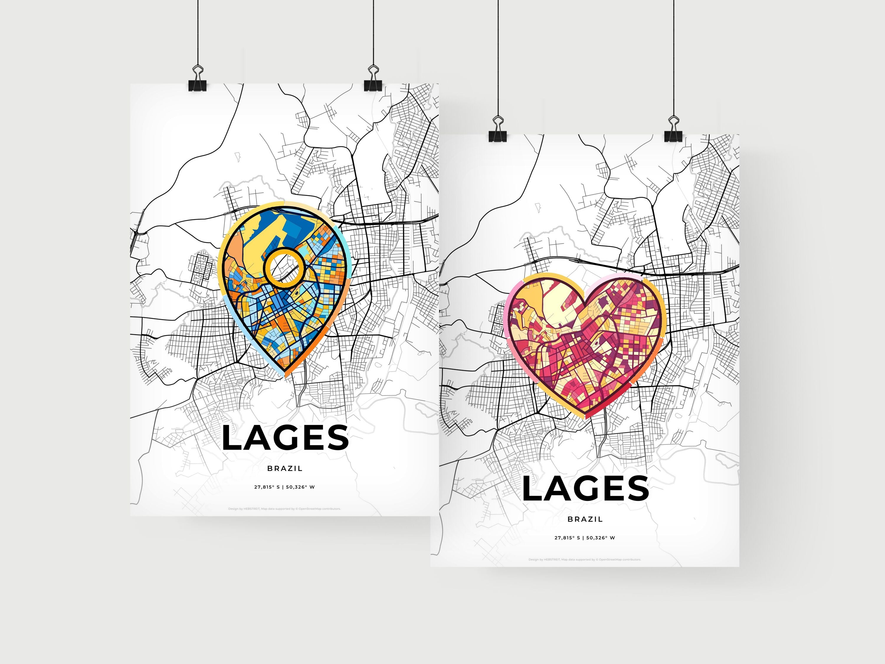 Lages Brazil, Minimal Art Map With A Colorful Icon – HEBSTREIT