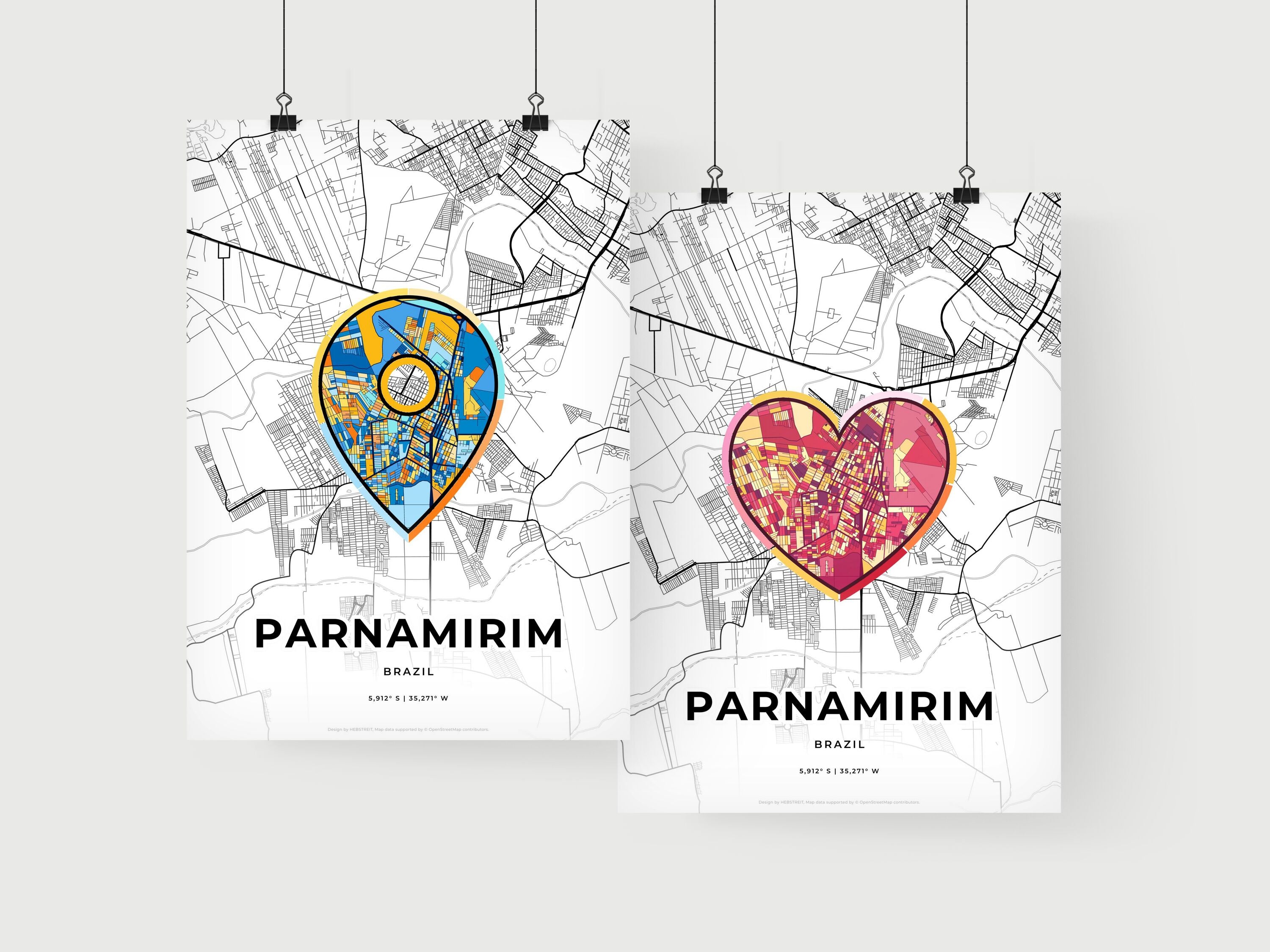 Art Map of Parnamirim Brazil, Minimal Art Map With A Colorful Icon ...