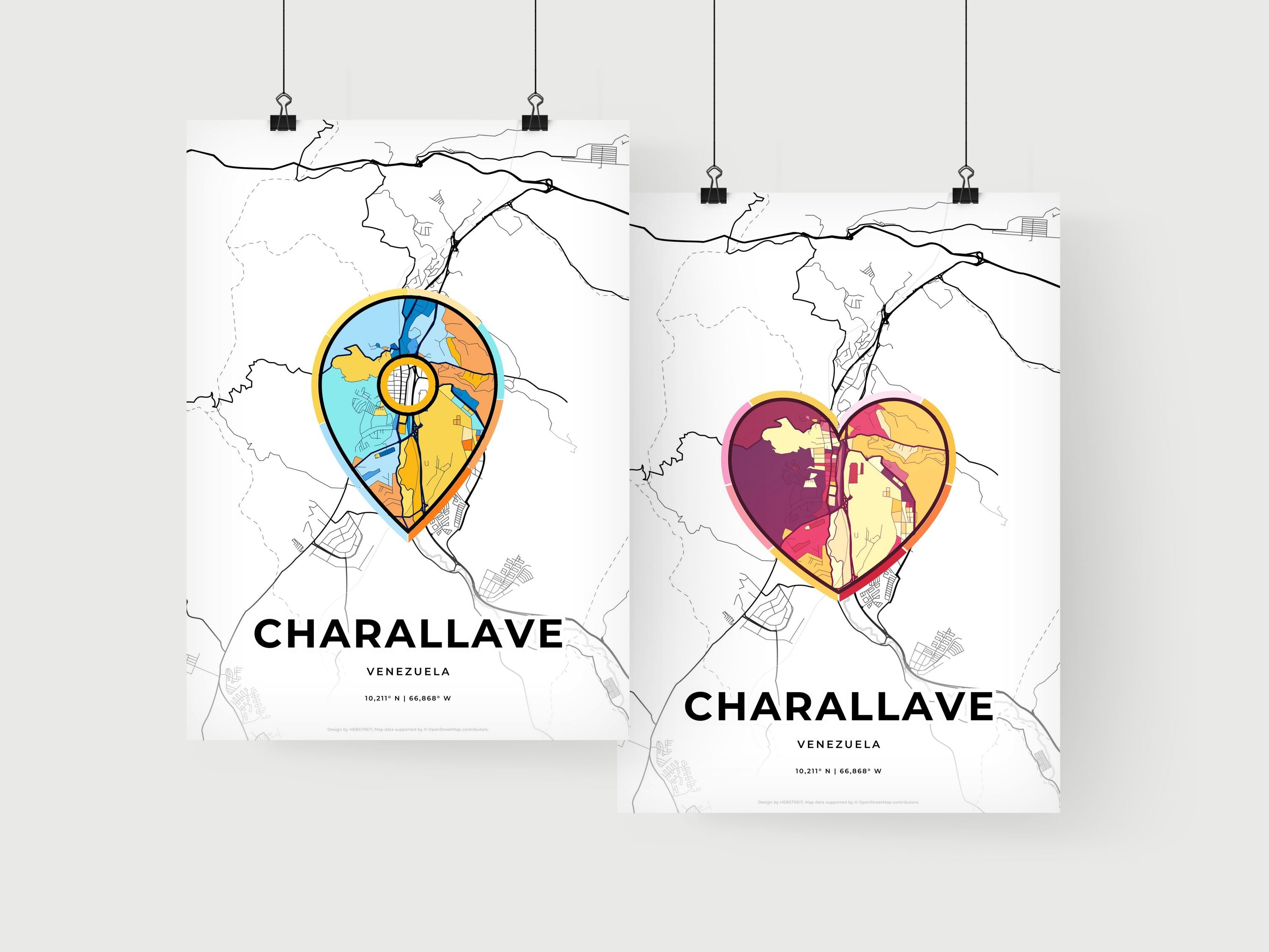 CHARALLAVE VENEZUELA minimal art map with a colorful icon. Creative ...