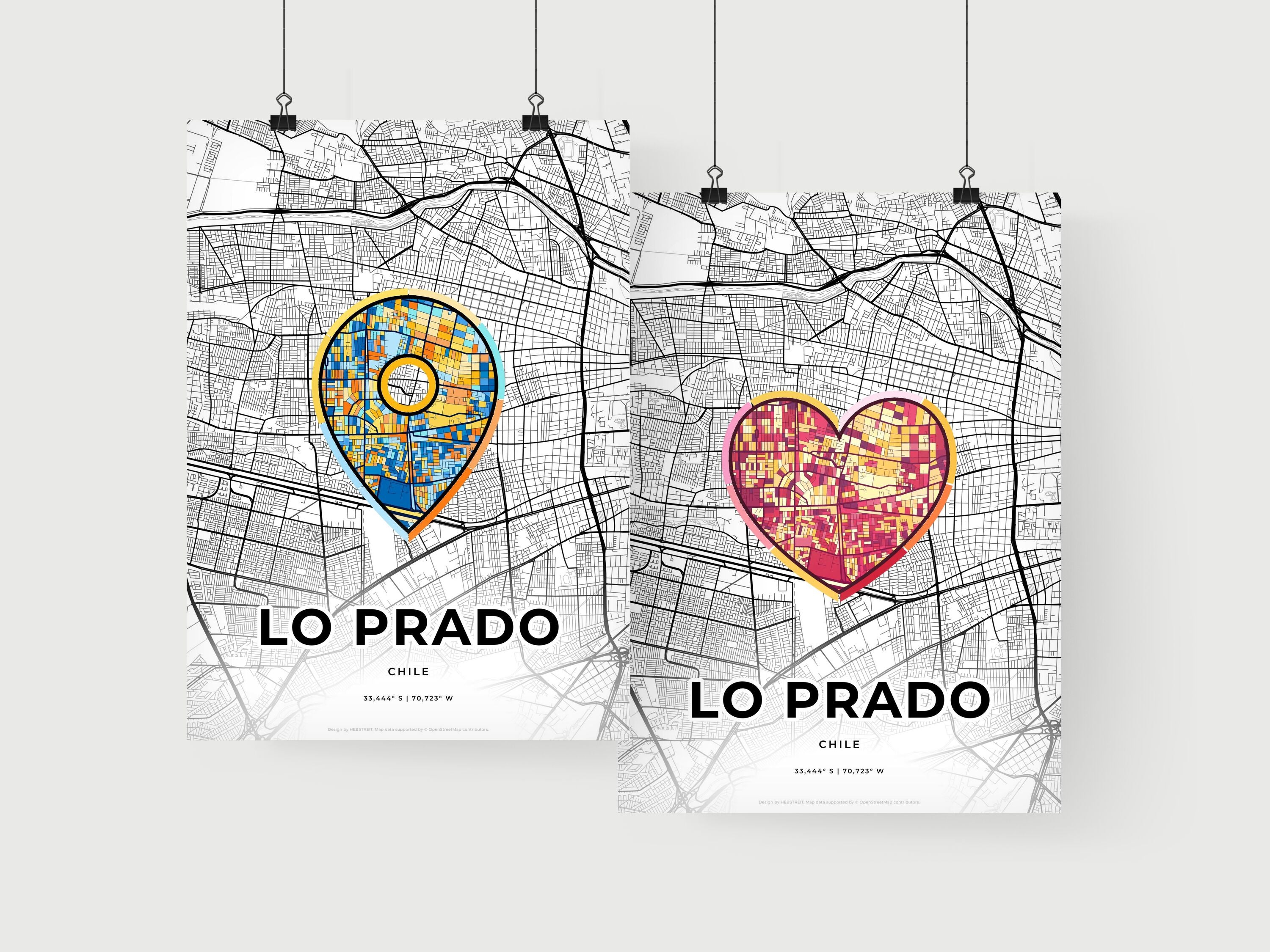 LO PRADO CHILE minimal art map with a colorful icon. Creative city map ...