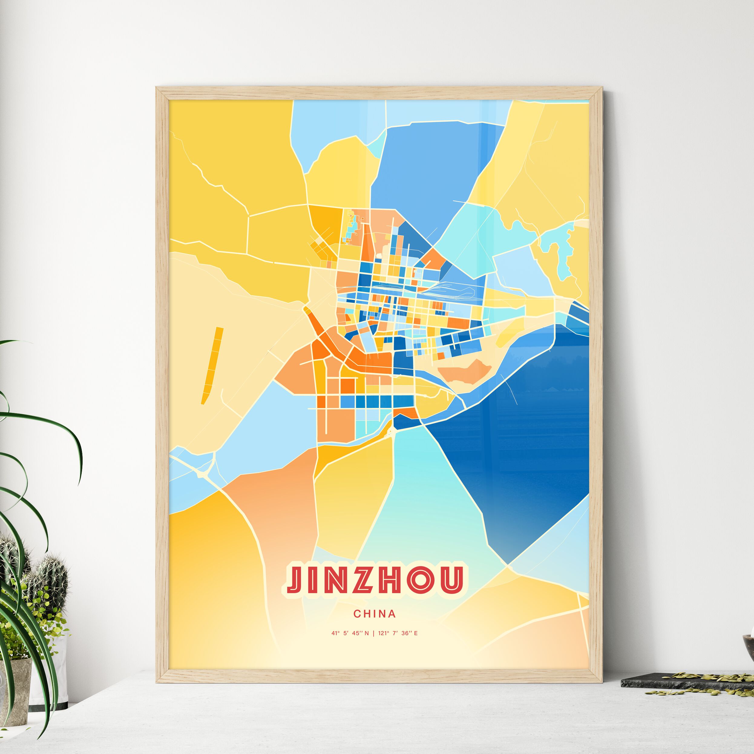 Colorful Jinzhou China Fine Art Map Poster | Customizable – HEBSTREIT