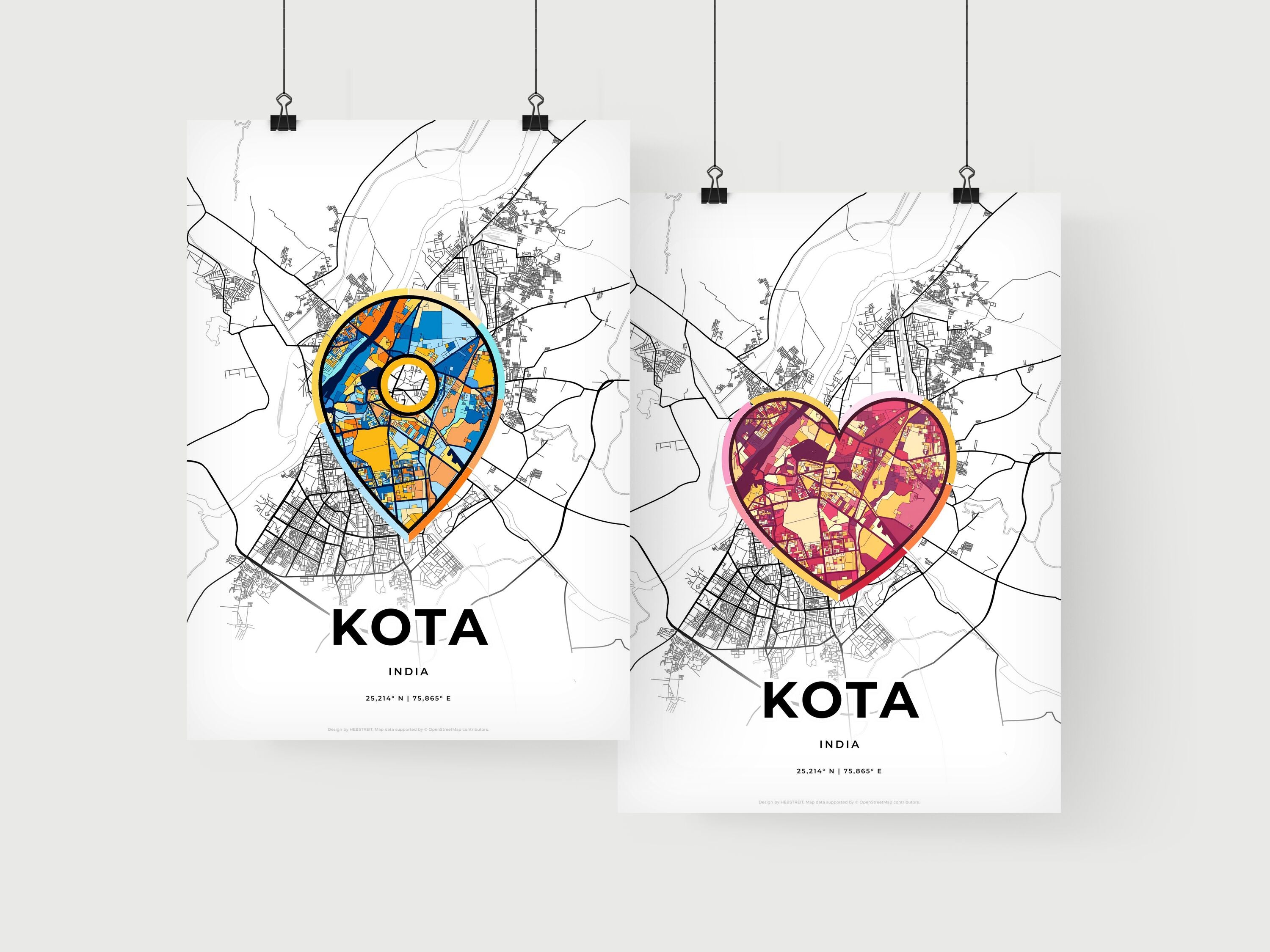 KOTA INDIA minimal art map with a colorful icon. Creative city map ...