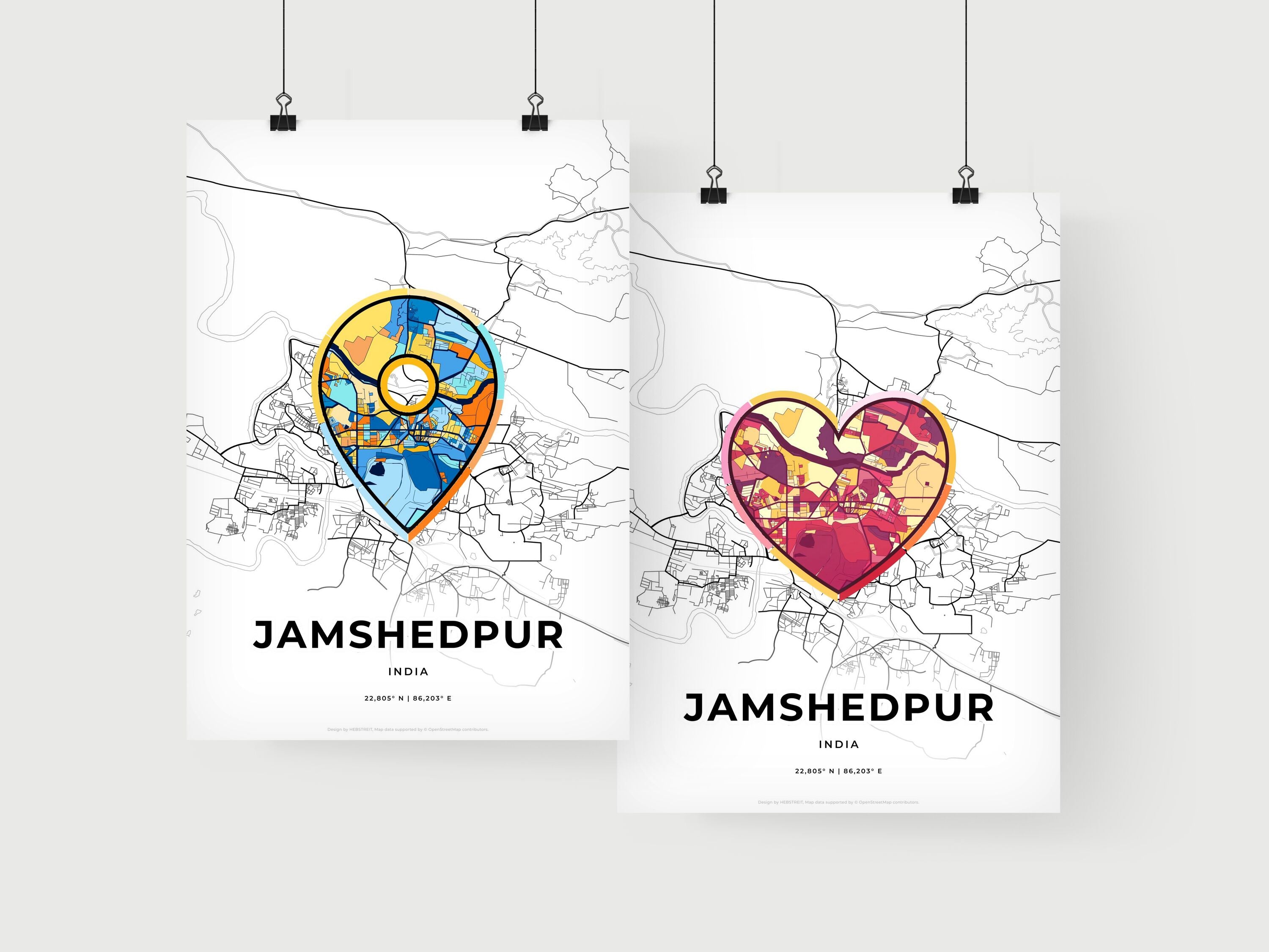 JAMSHEDPUR INDIA minimal art map with a colorful icon. Creative city ...