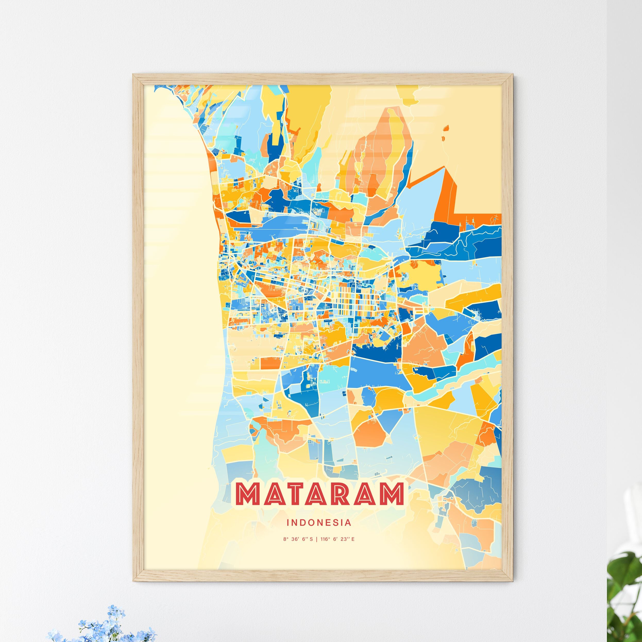 Map of Mataram Indonesia Fine Art Map Poster | Customizable – HEBSTREIT