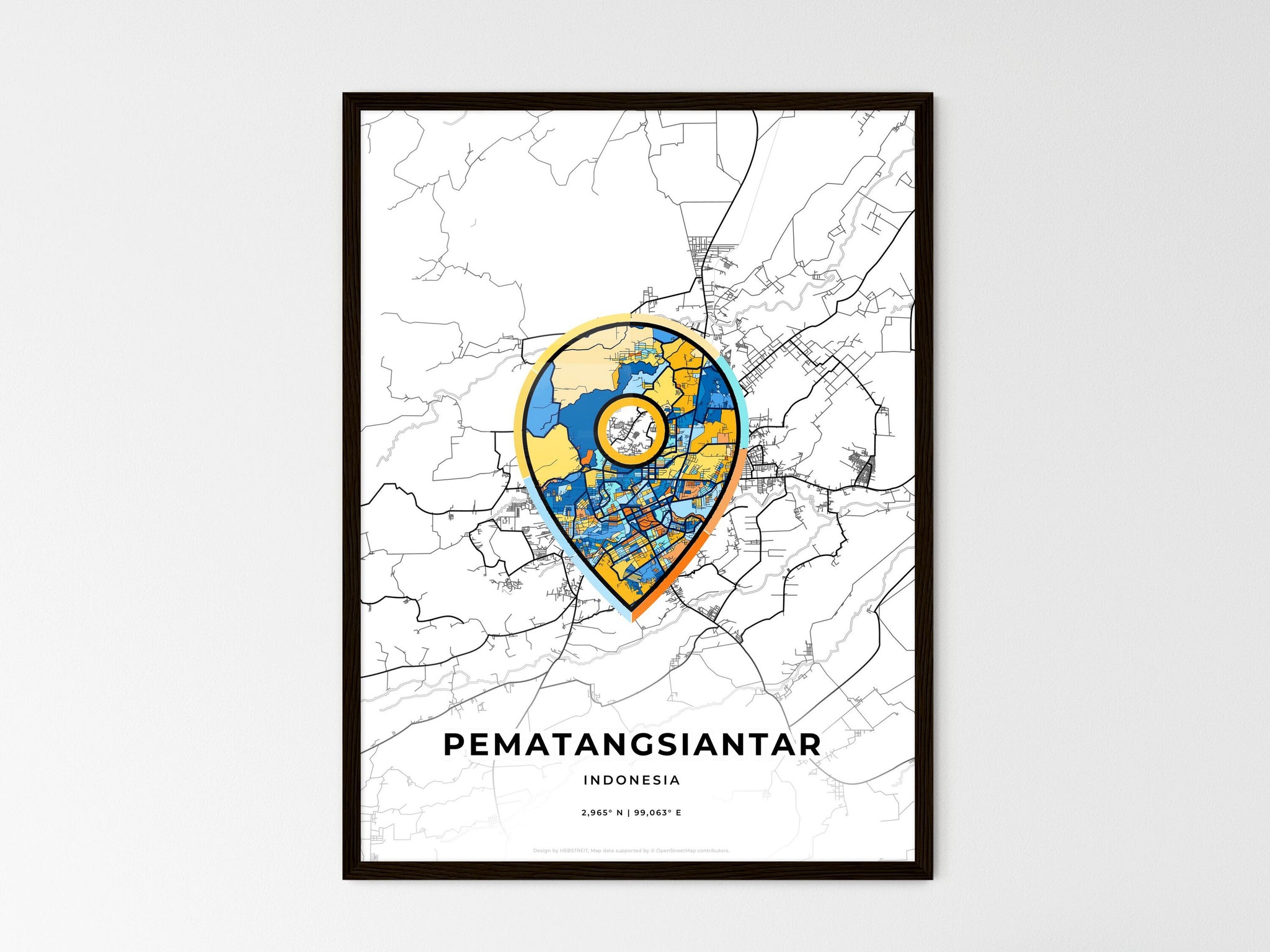 PEMATANGSIANTAR INDONESIA minimal art map with a colorful icon ...