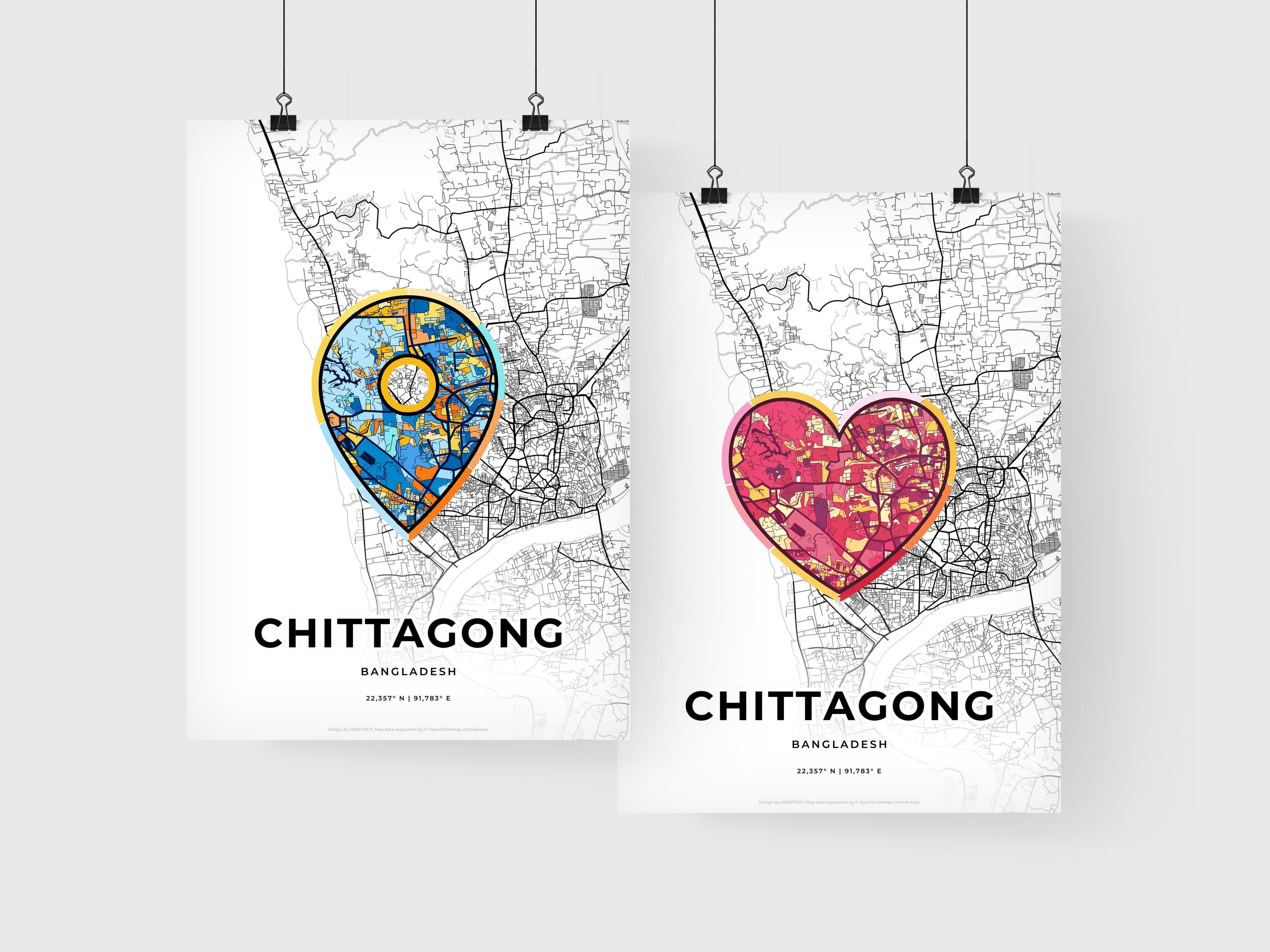 CHITTAGONG BANGLADESH minimal art map with a colorful icon. Creative ...