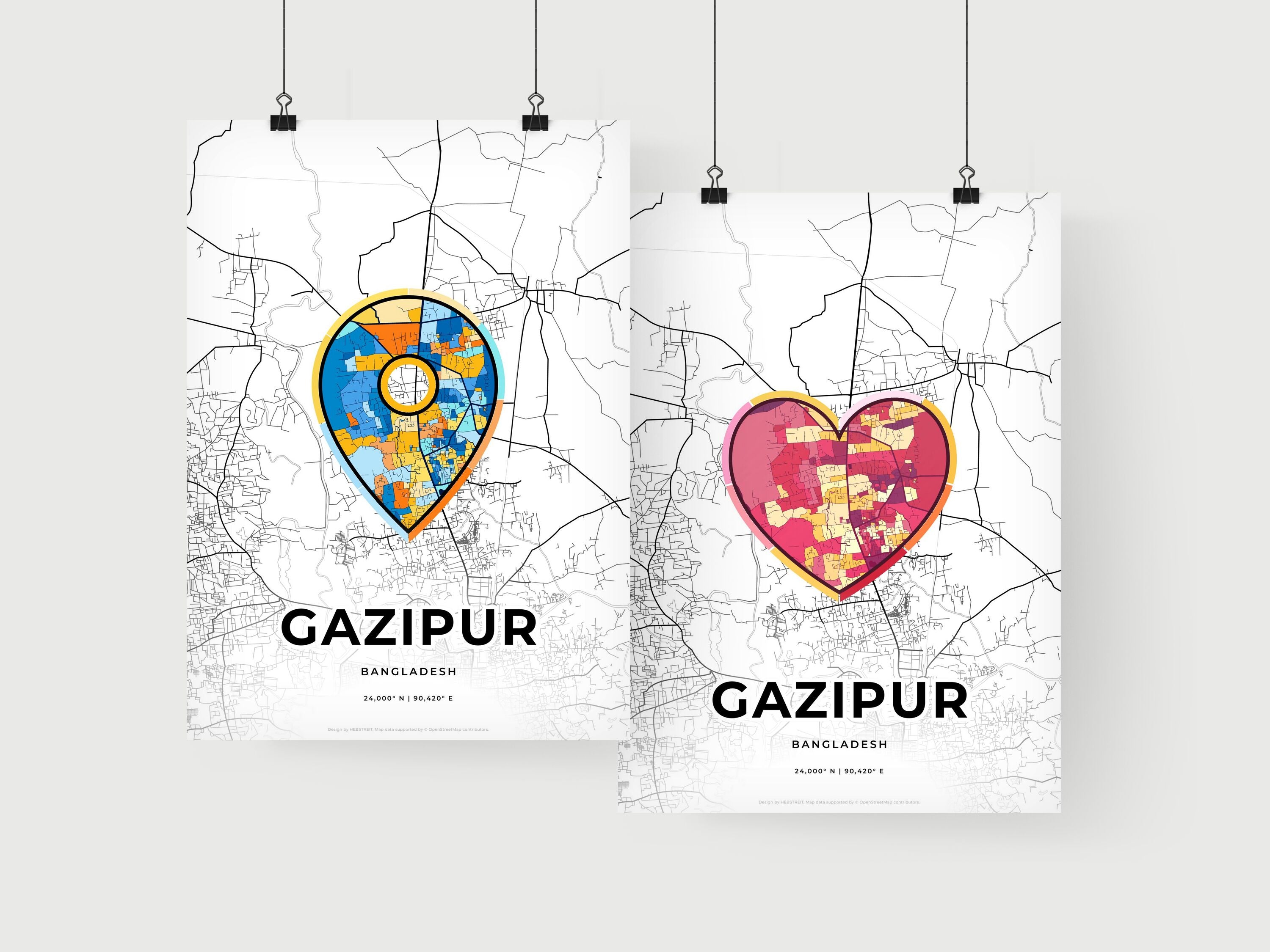 Art Map of Gazipur Bangladesh, Minimal Art Map With A Colorful Icon ...
