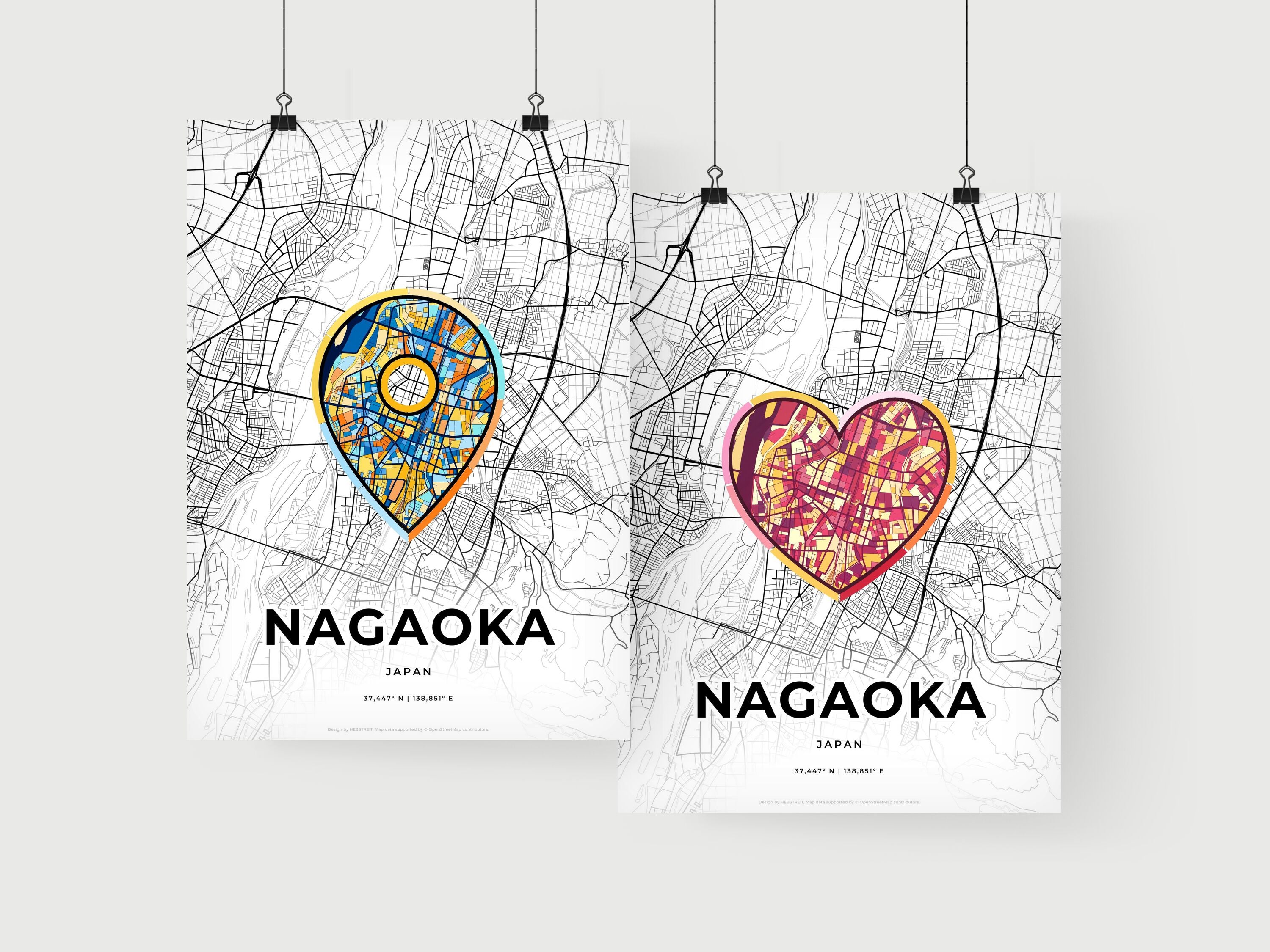 Nagaoka Japan, Minimal Art Map With A Colorful Icon – HEBSTREIT