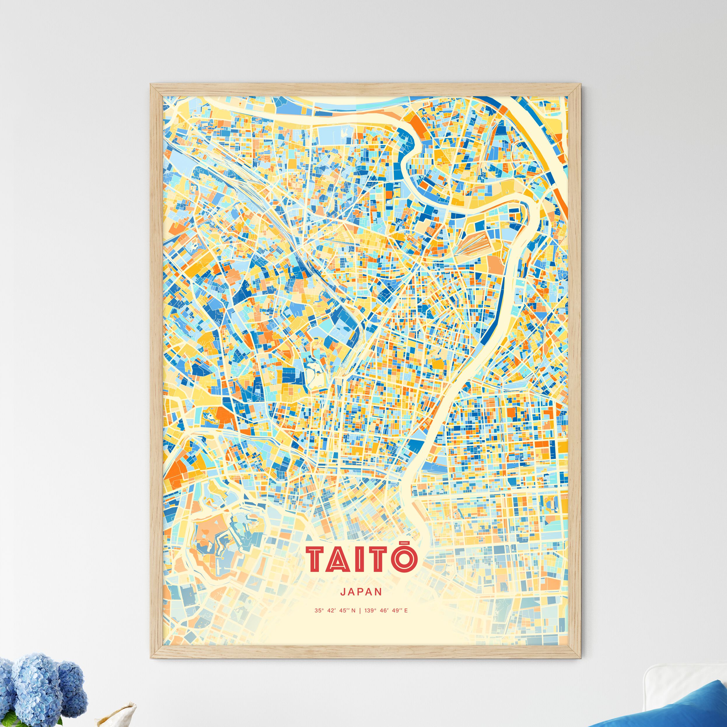 Colorful Taitō Japan Fine Art Map Poster | Customizable – HEBSTREIT