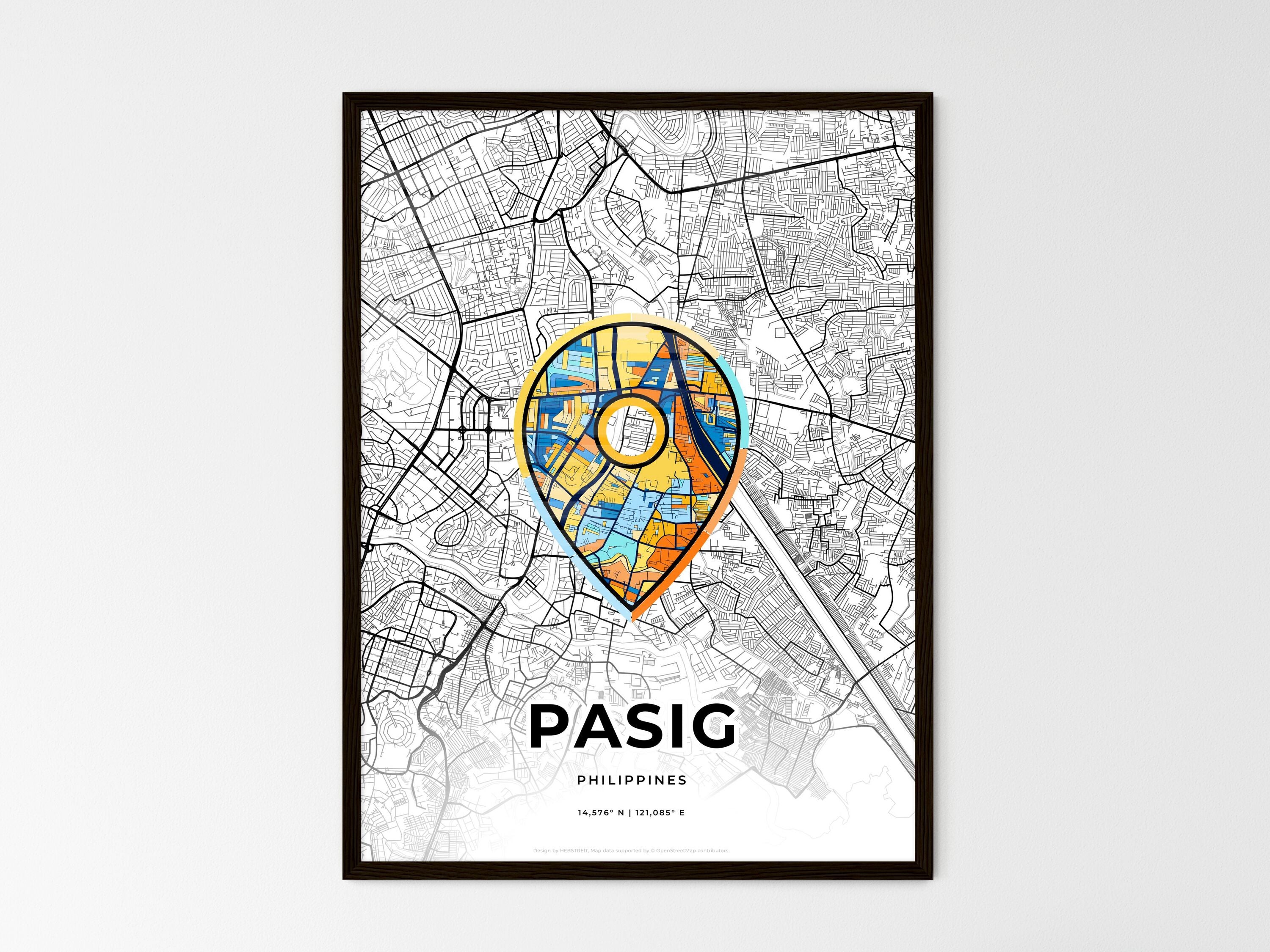 PASIG PHILIPPINES minimal art map with a colorful icon. Creative city ...