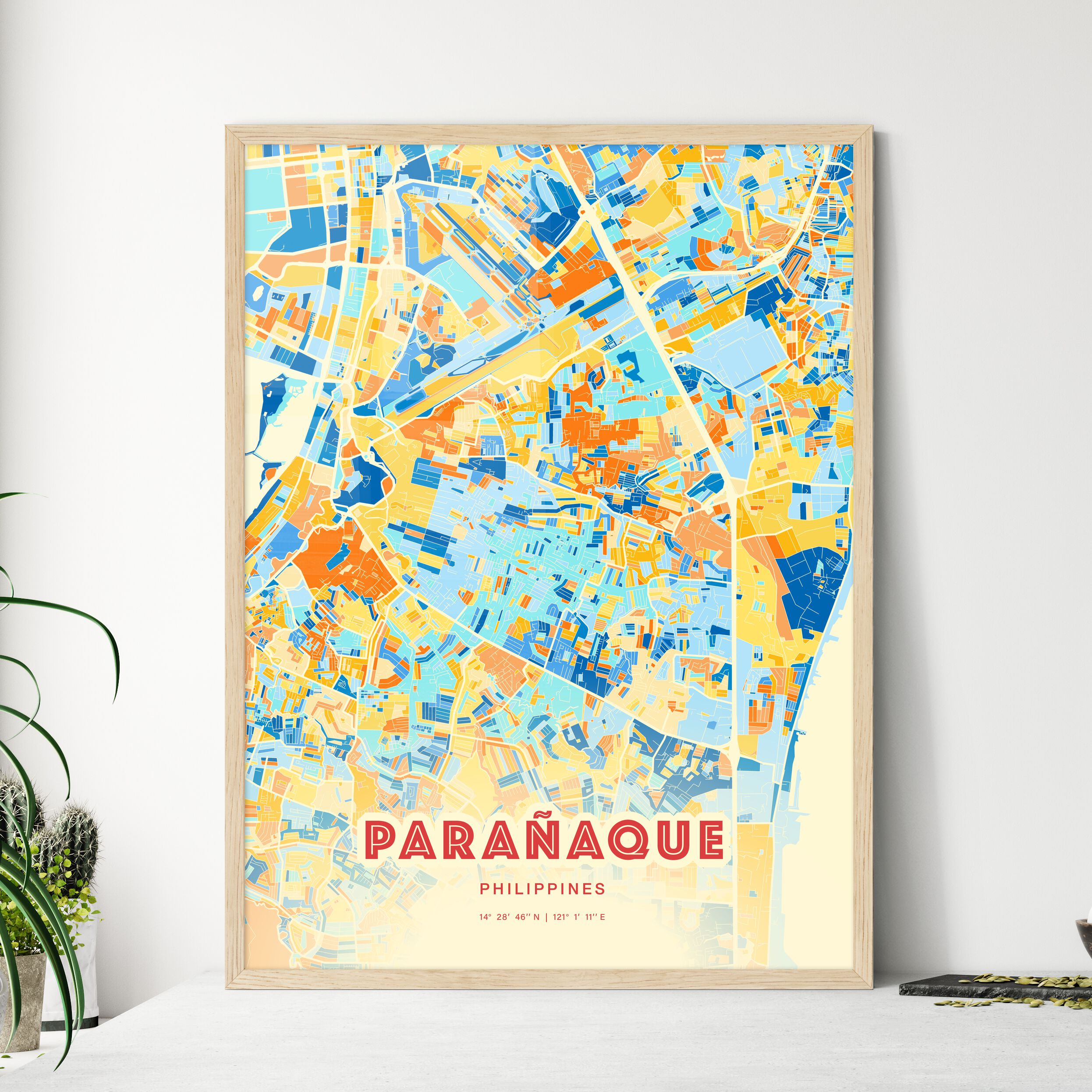 Colorful Parañaque Philippines Fine Art Map Poster | Customizable ...