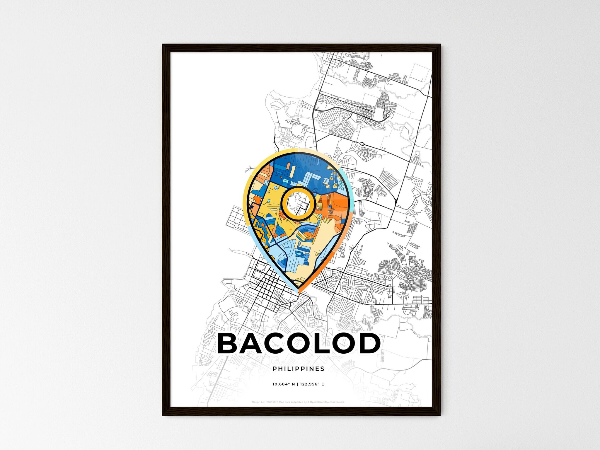 BACOLOD PHILIPPINES minimal art map with a colorful icon. Creative city ...