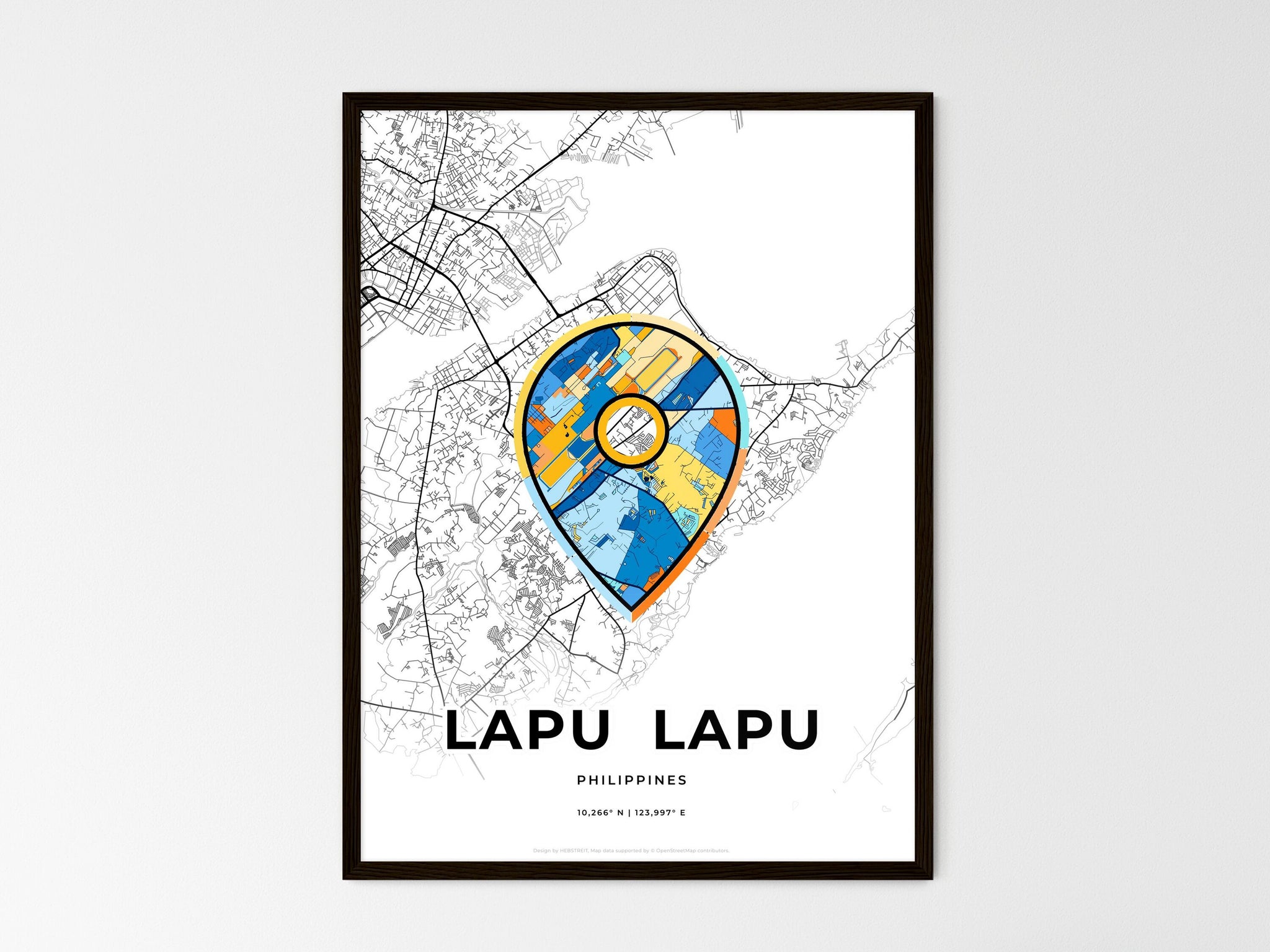 LAPU‑LAPU PHILIPPINES minimal art map with a colorful icon. Creative ...