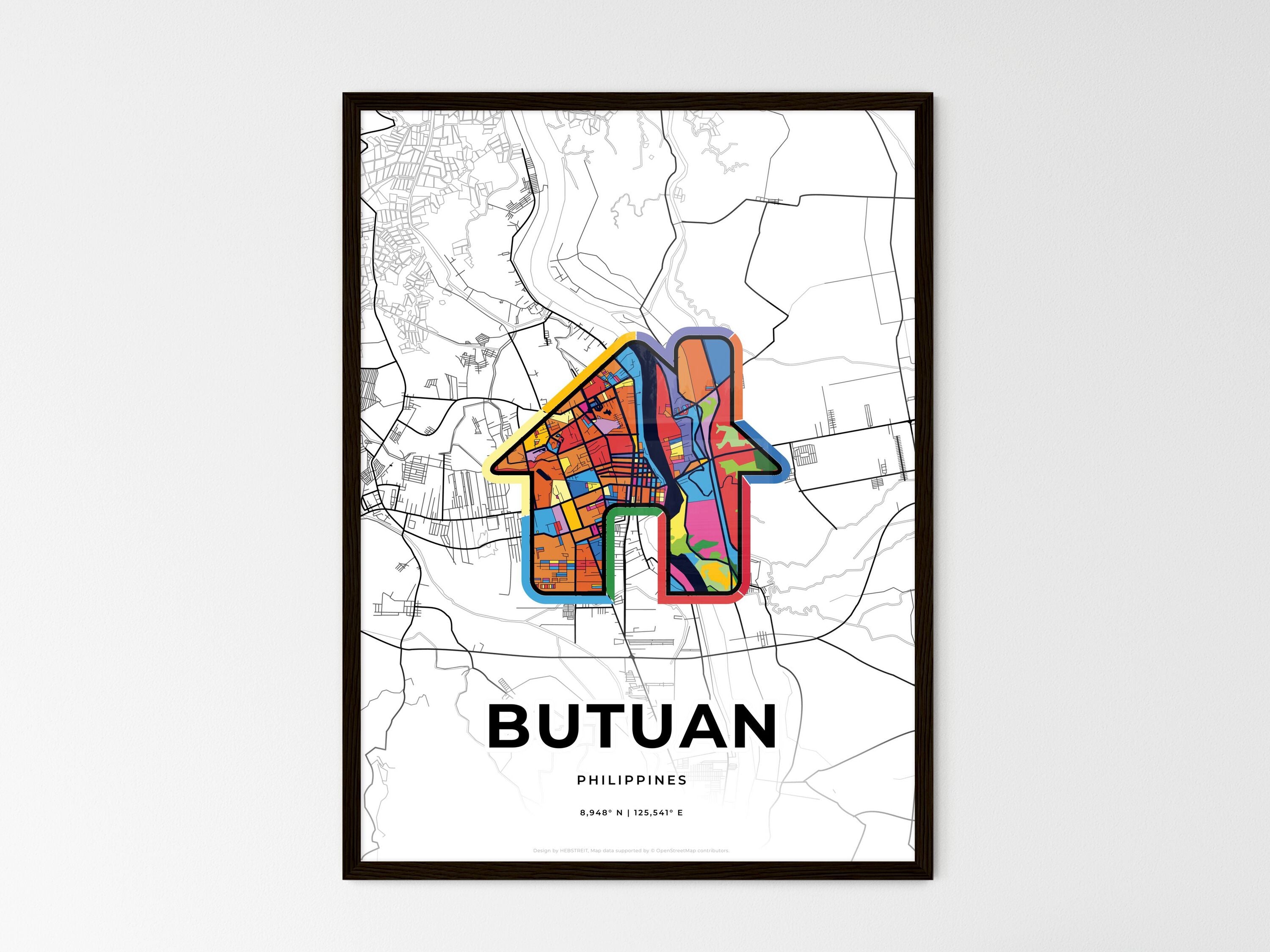BUTUAN PHILIPPINES minimal art map with a colorful icon. Creative city ...