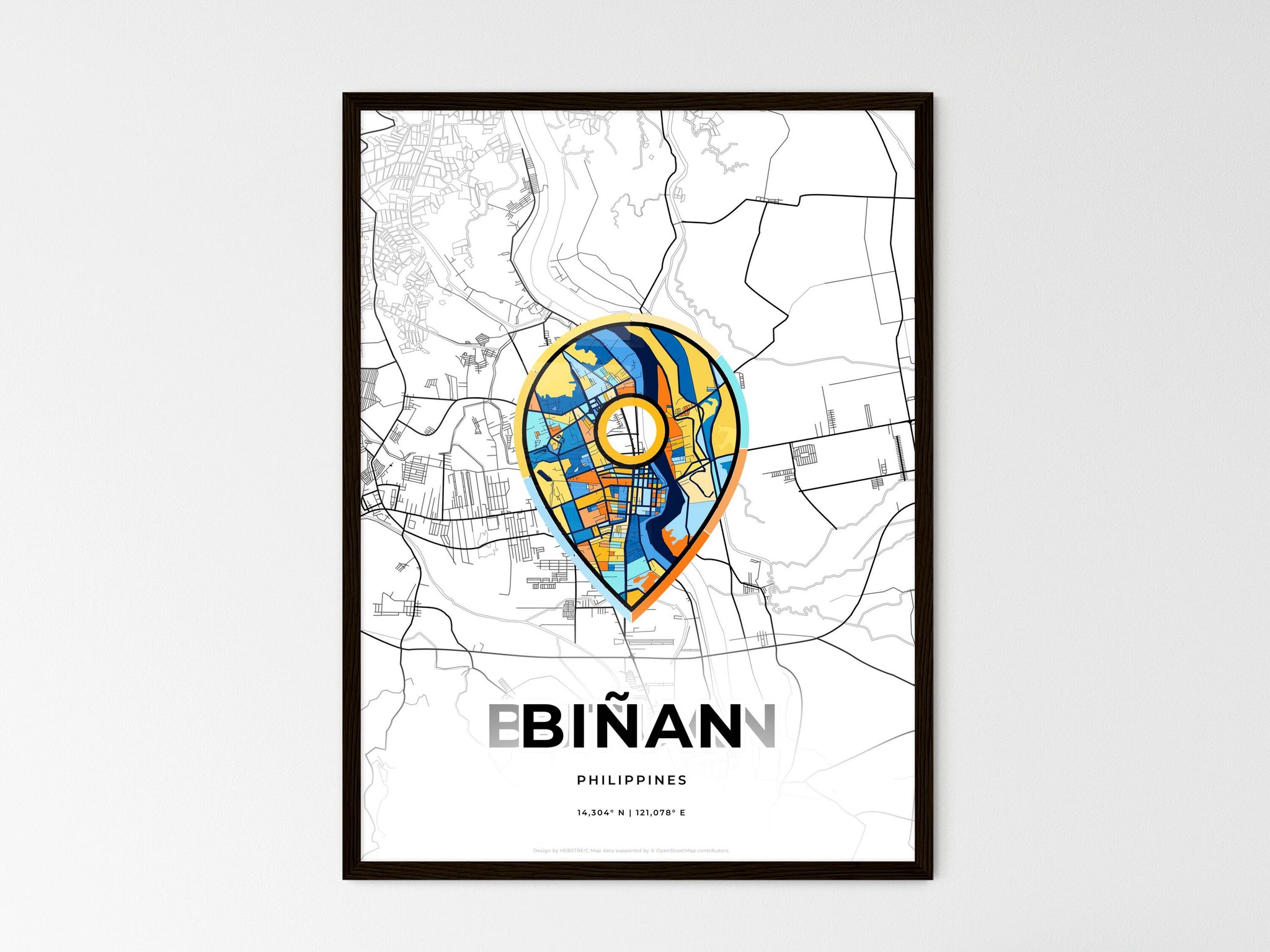 BIÑAN PHILIPPINES minimal art map with a colorful icon. Creative city map poster. Where we met ...