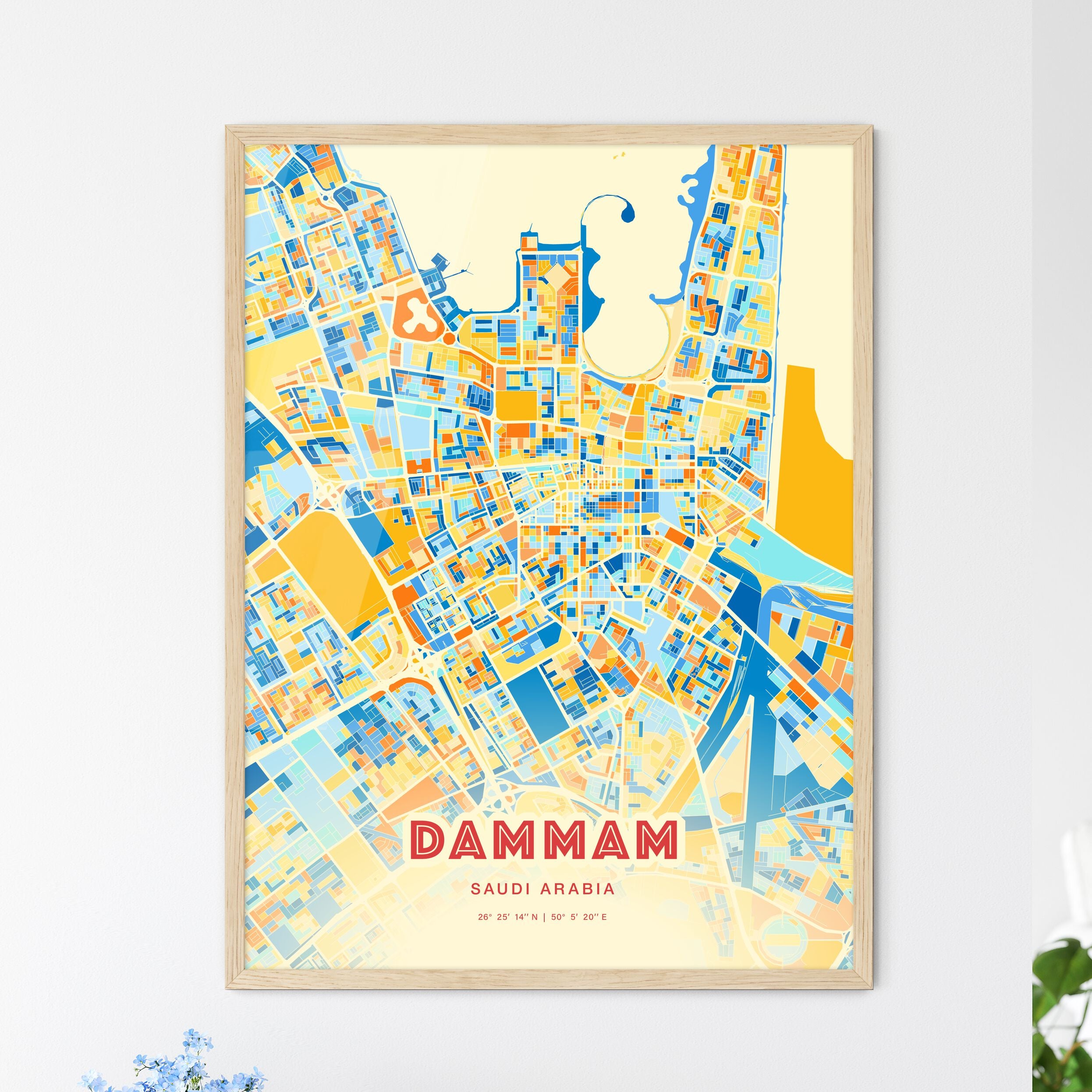 Colorful Dammam Saudi Arabia Fine Art Map Poster | Customizable – HEBSTREIT
