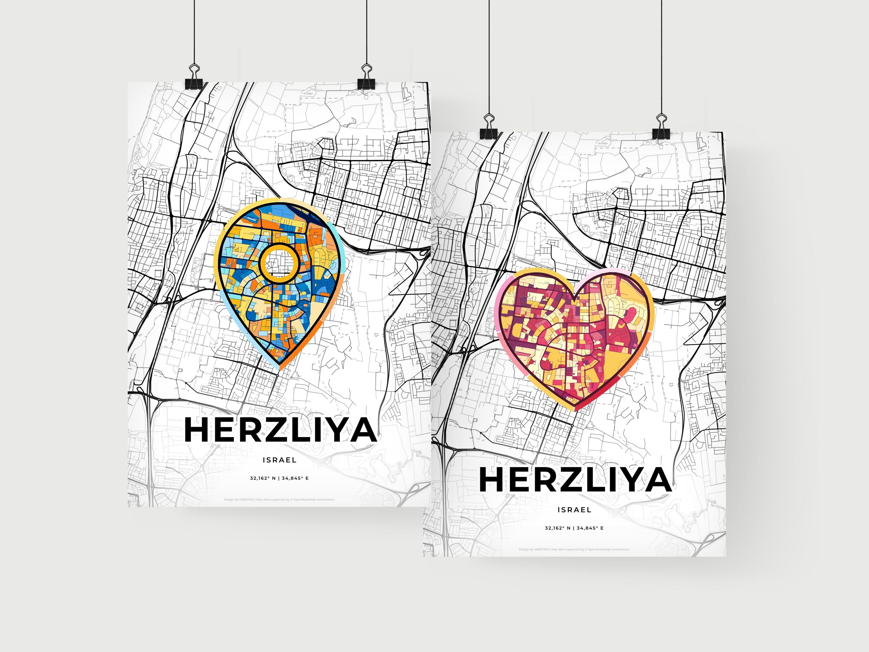 Herzliya Israel, Minimal Art Map With A Colorful Icon – HEBSTREIT