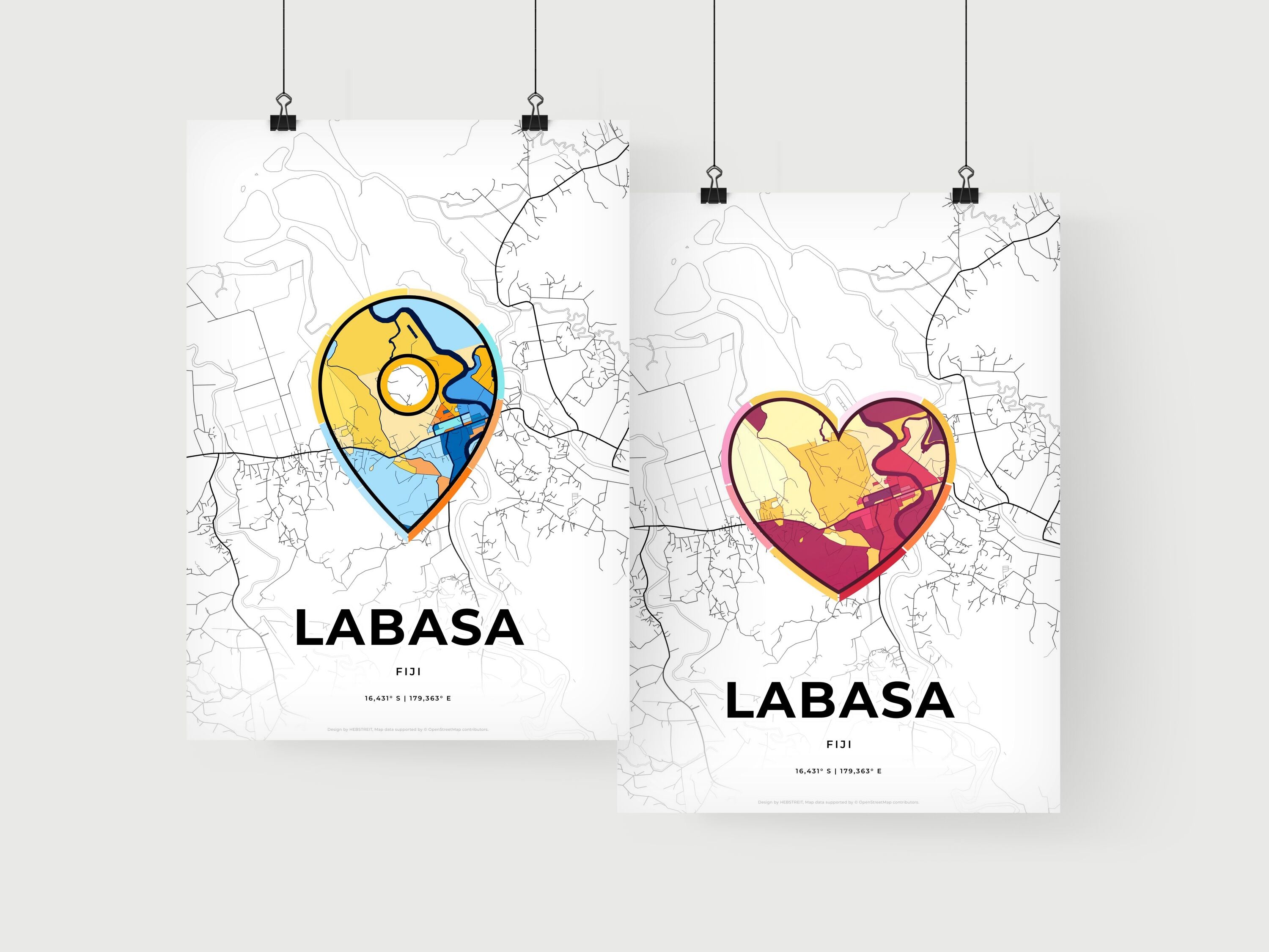 LABASA FIJI minimal art map with a colorful icon. Creative city map ...