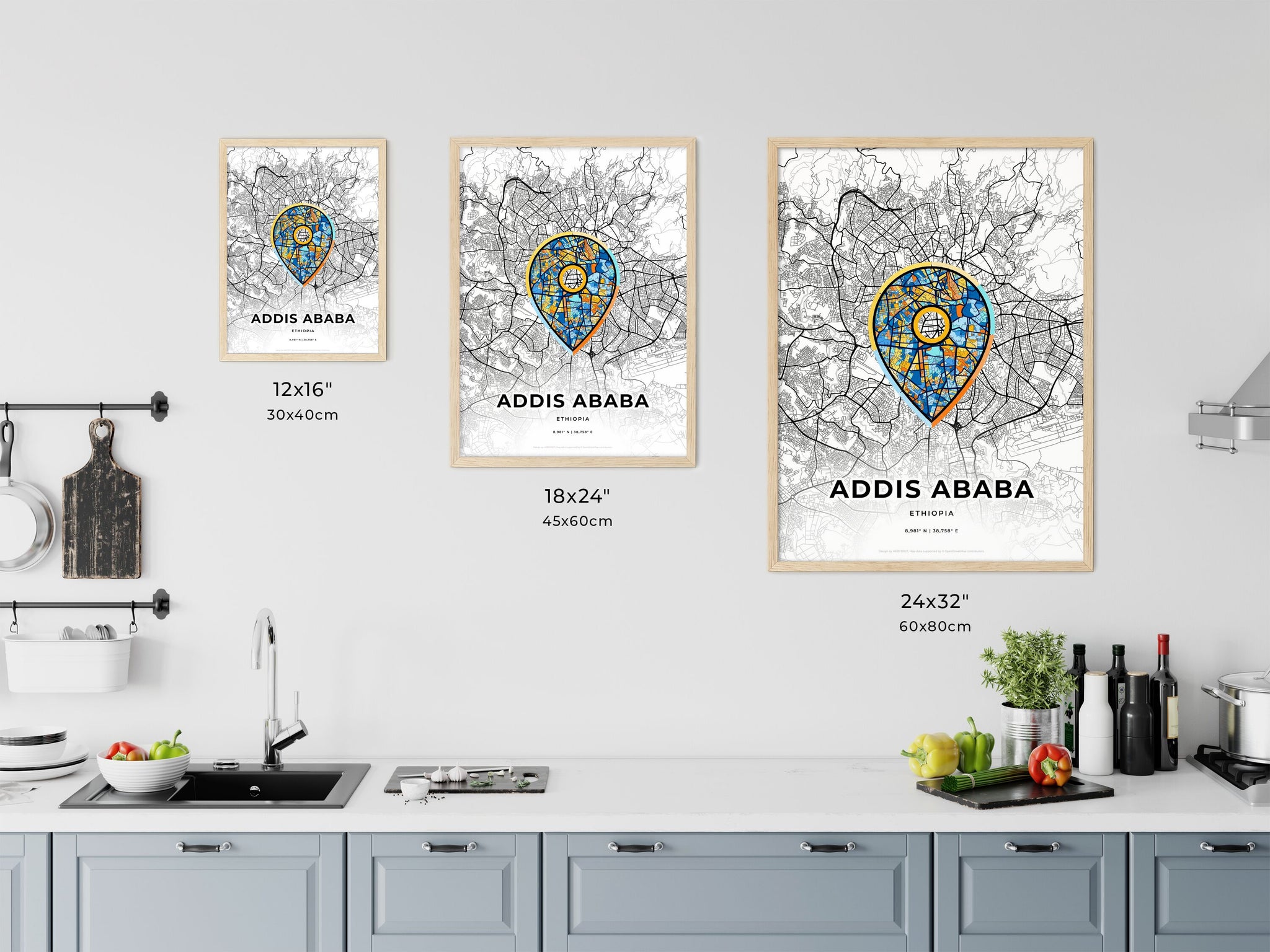 ADDIS ABABA ETHIOPIA minimal art map with a colorful icon. Creative ...