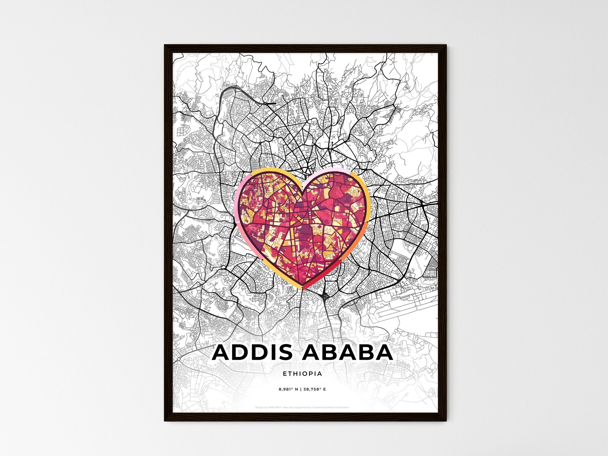 ADDIS ABABA ETHIOPIA minimal art map with a colorful icon. Creative ...