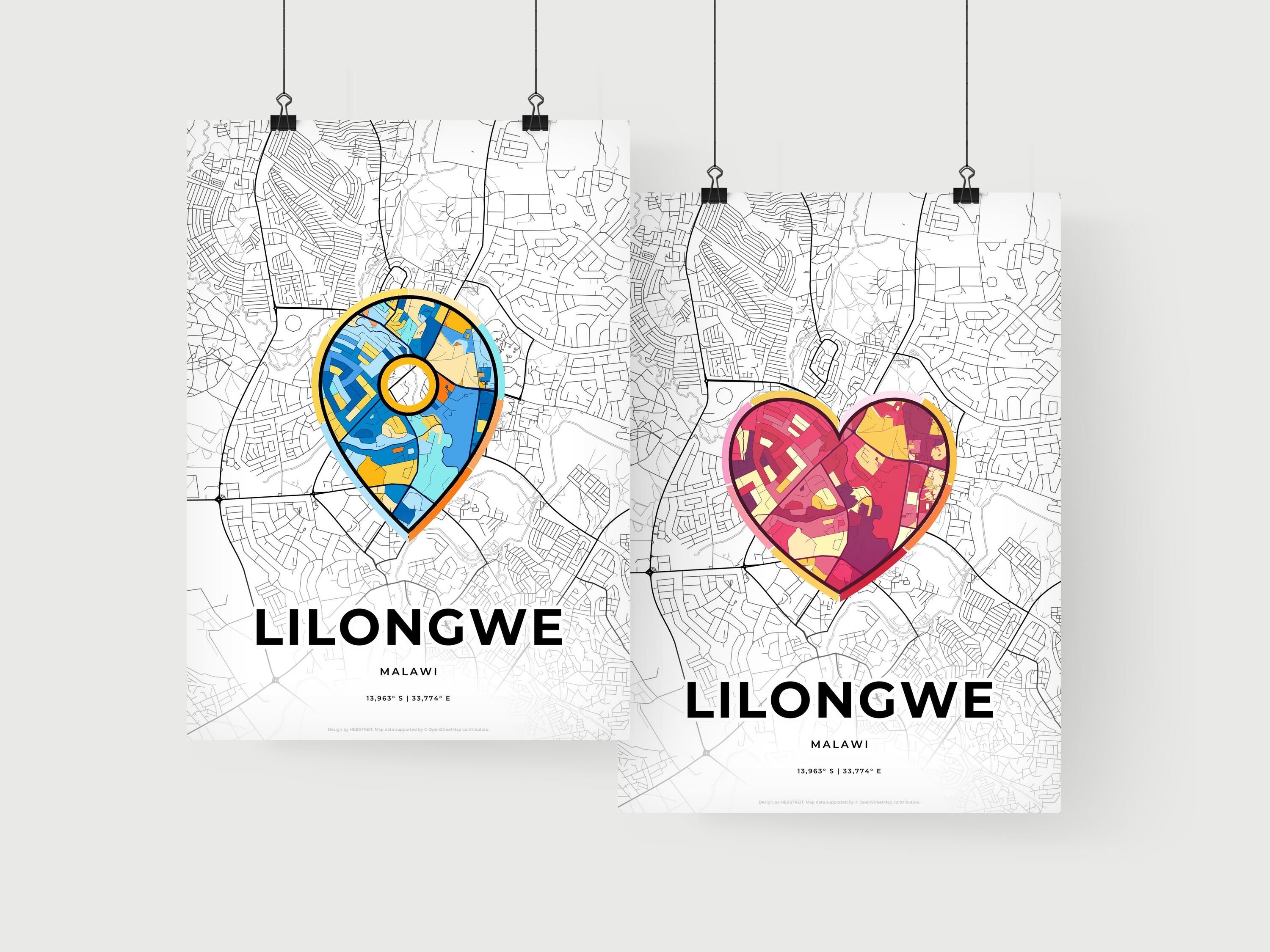 Lilongwe Malawi, Minimal Art Map With A Colorful Icon – HEBSTREIT