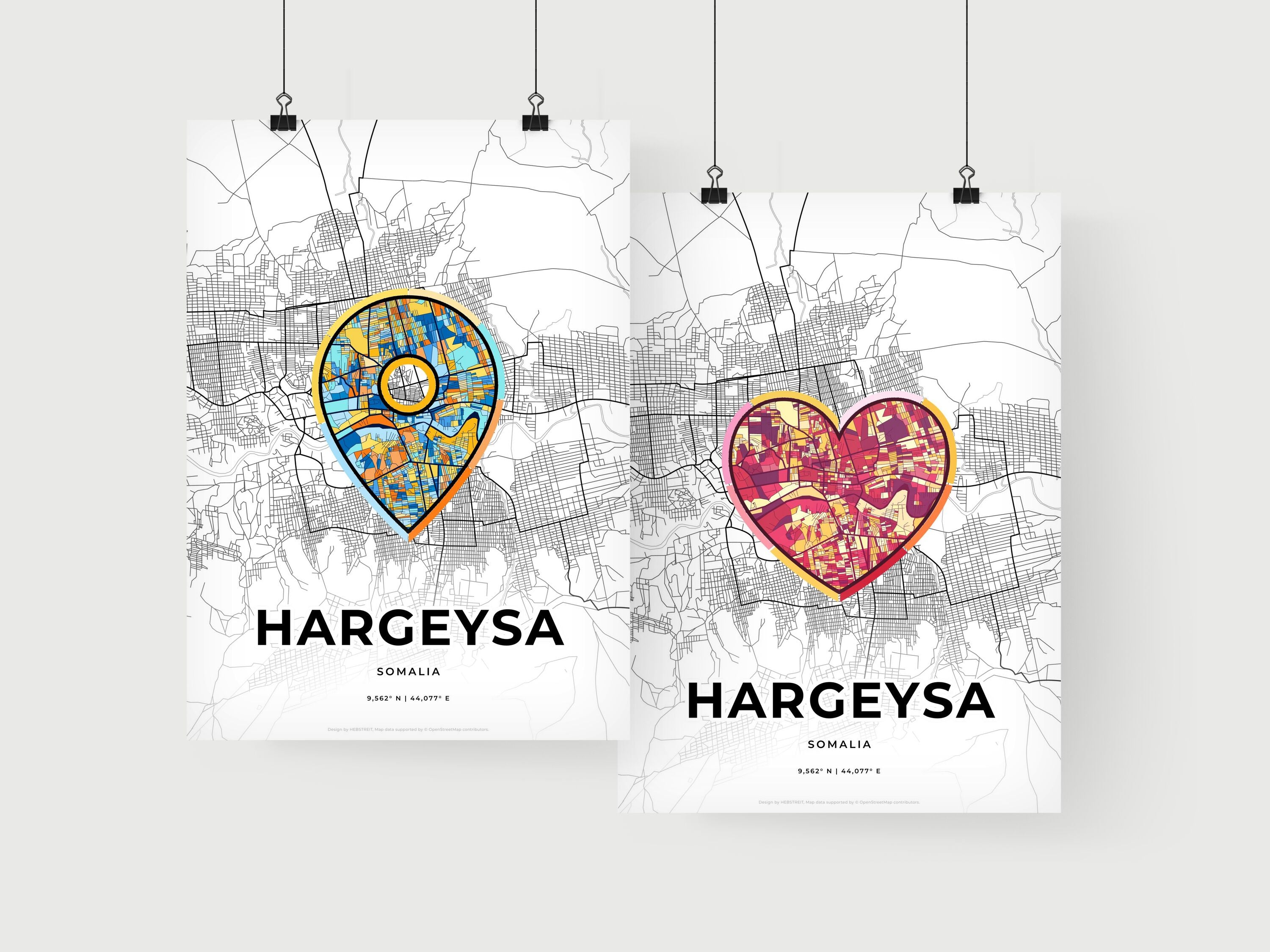 HARGEYSA SOMALIA minimal art map with a colorful icon. Creative city ...