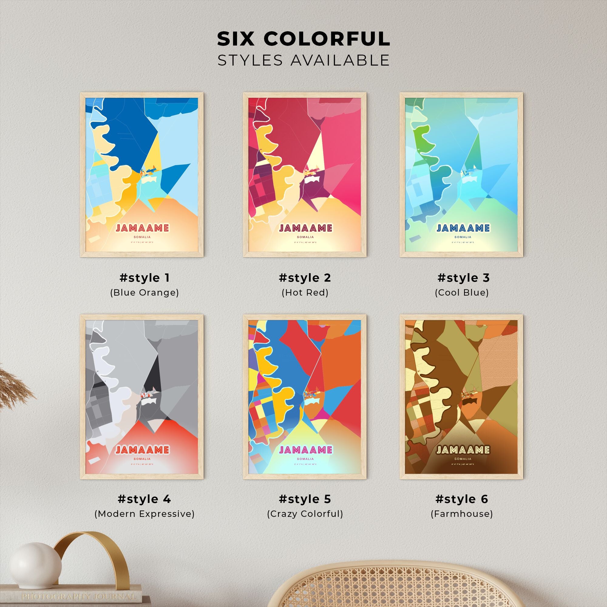 Colorful Jamaame Somalia Fine Art Map Poster | Customizable – HEBSTREIT