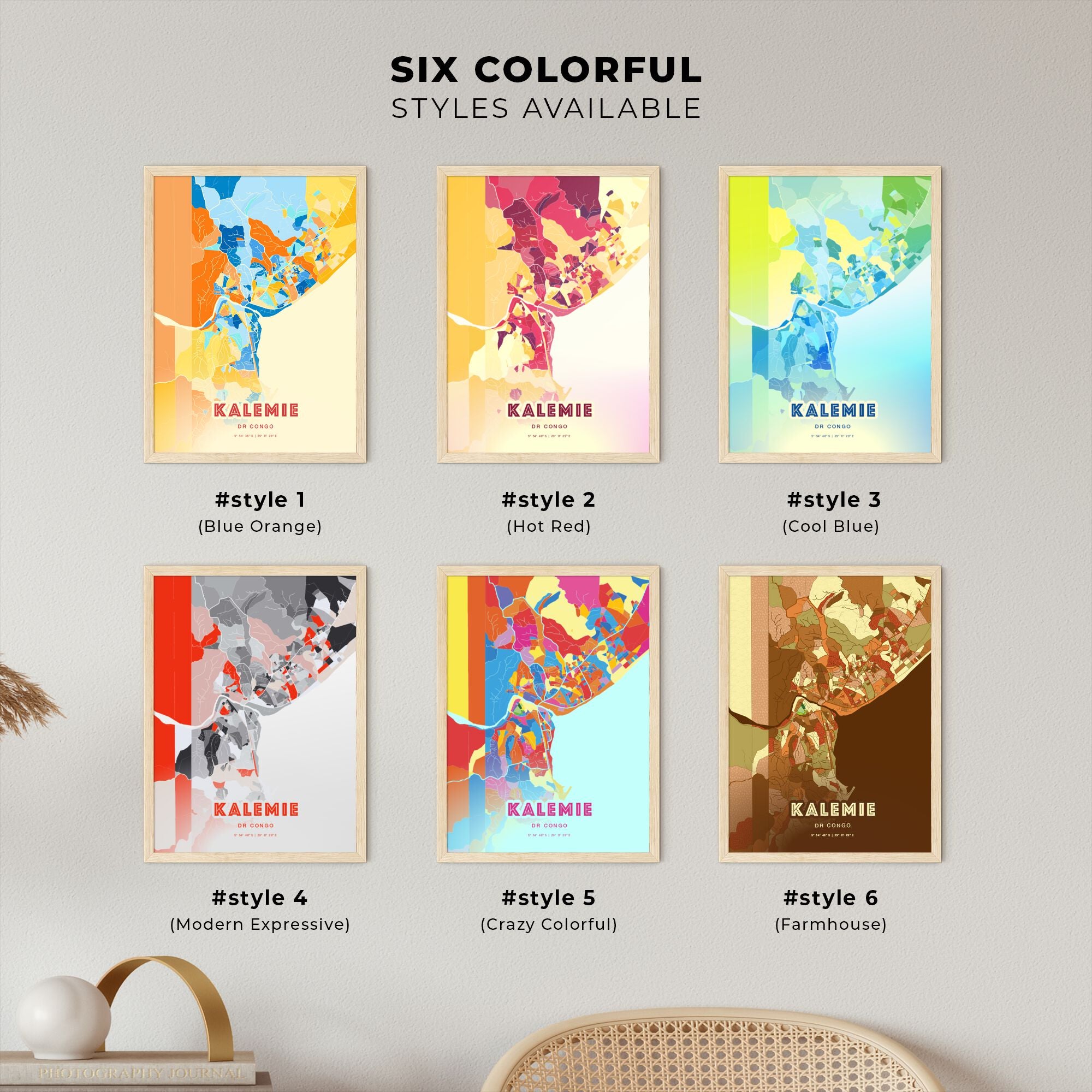 Colorful Kalemie Dr Congo Fine Art Map Poster | Customizable – HEBSTREIT