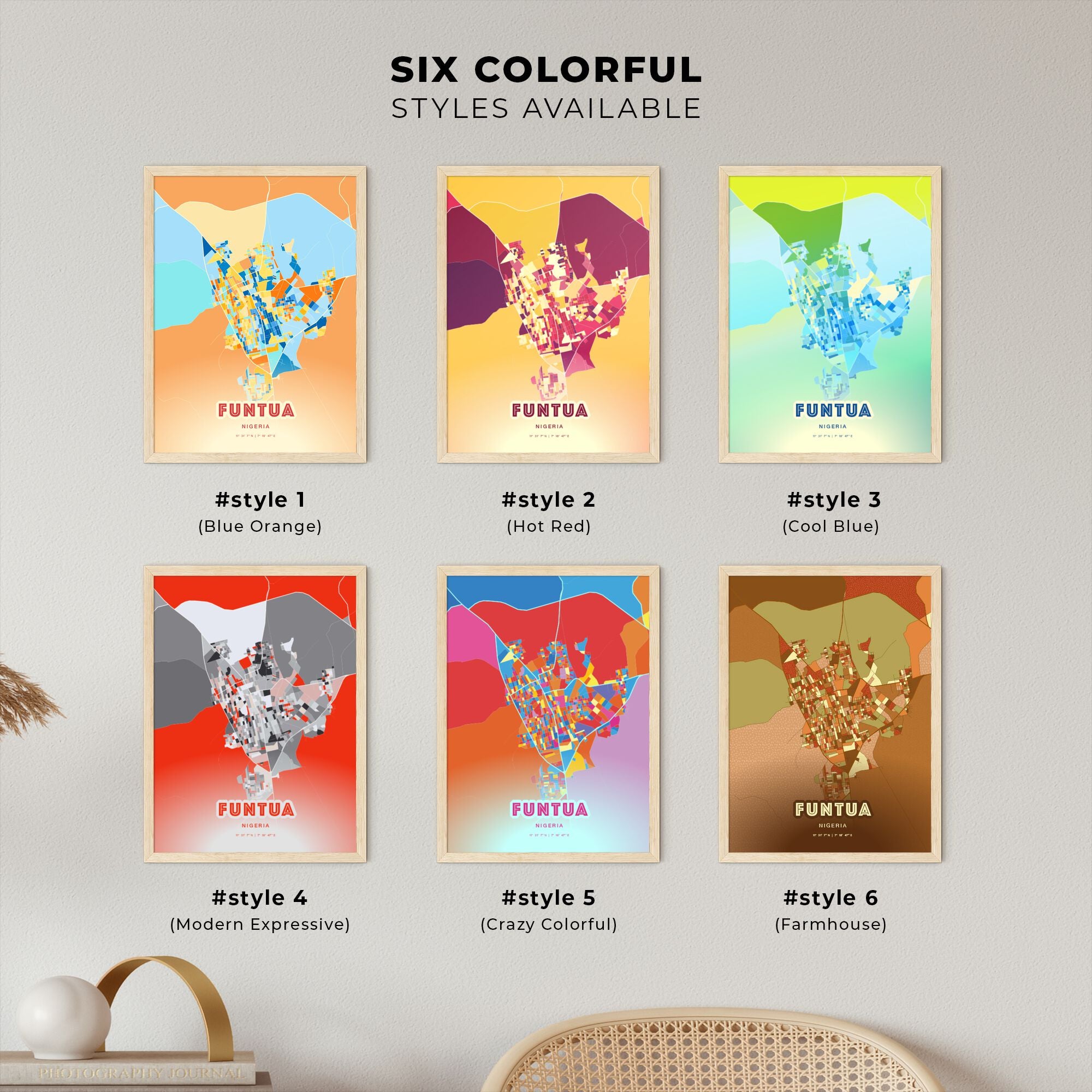 Colorful Funtua Nigeria Fine Art Map Poster | Customizable – HEBSTREIT
