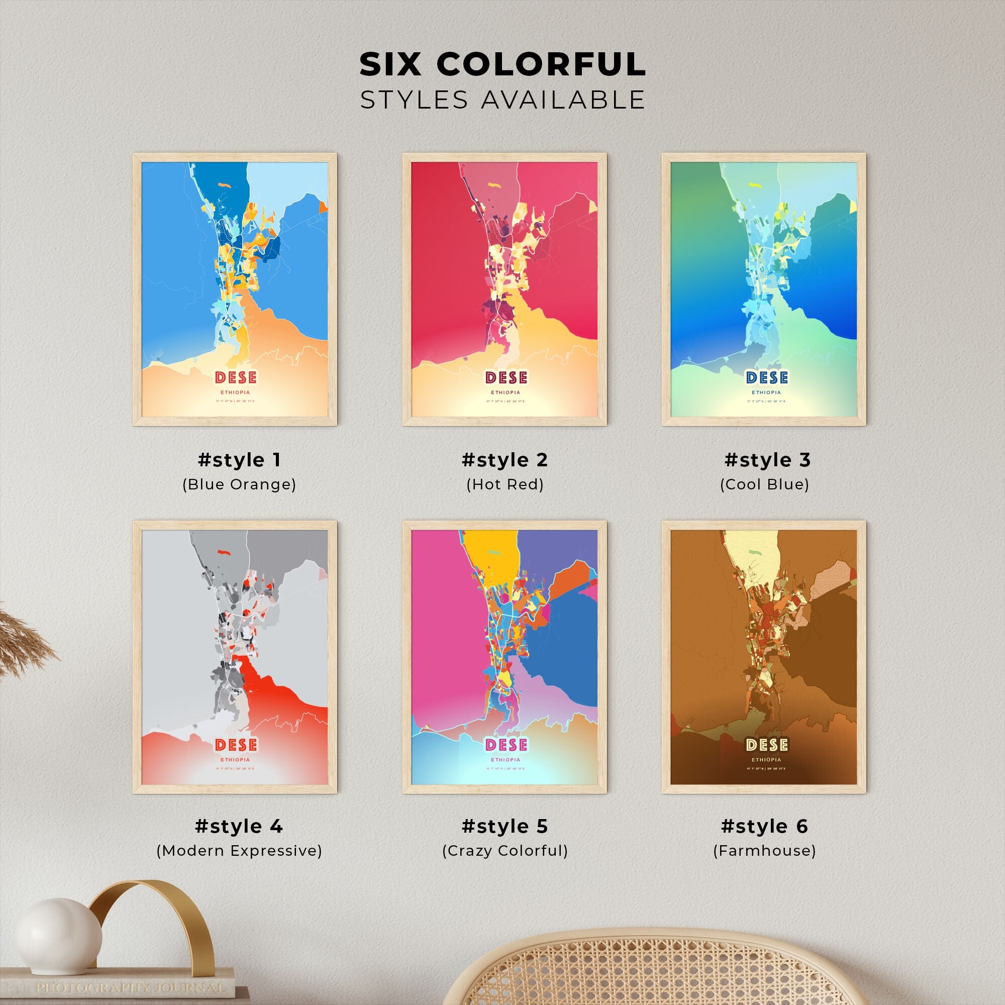 Colorful Dese Ethiopia Fine Art Map Poster | Customizable – HEBSTREIT