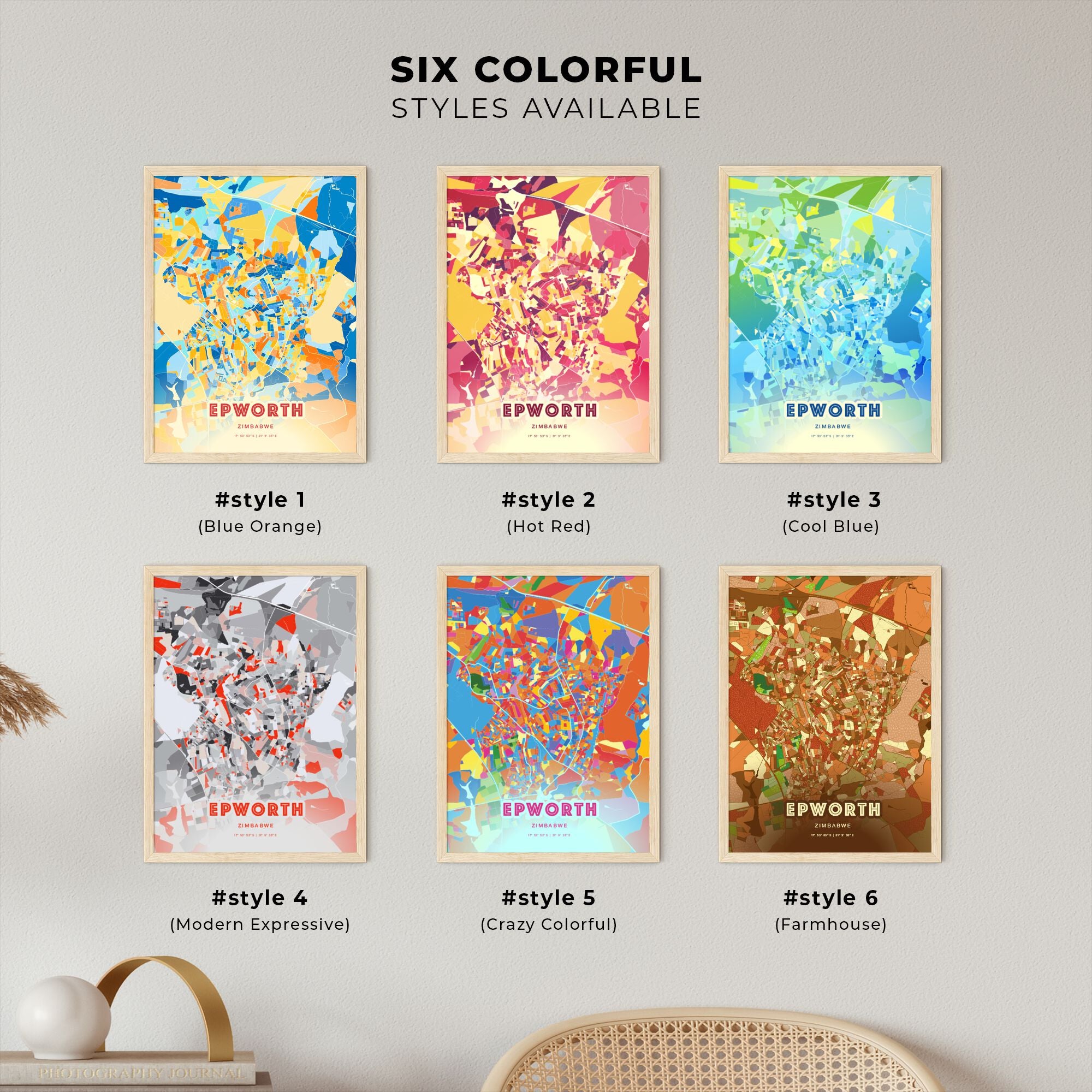 Colorful Epworth Zimbabwe Fine Art Map Poster | Customizable – HEBSTREIT