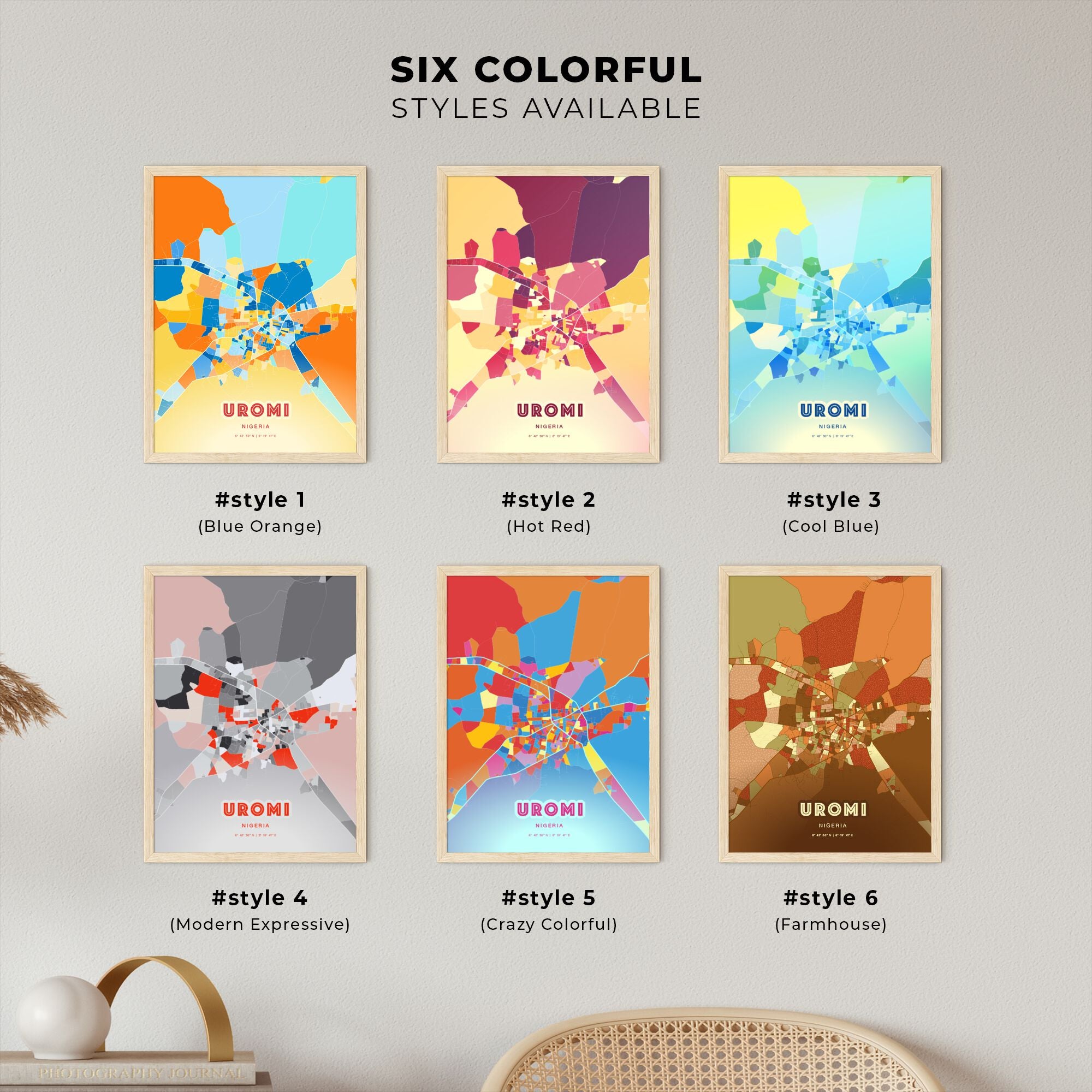 Colorful Uromi Nigeria Fine Art Map Poster | Customizable – HEBSTREIT