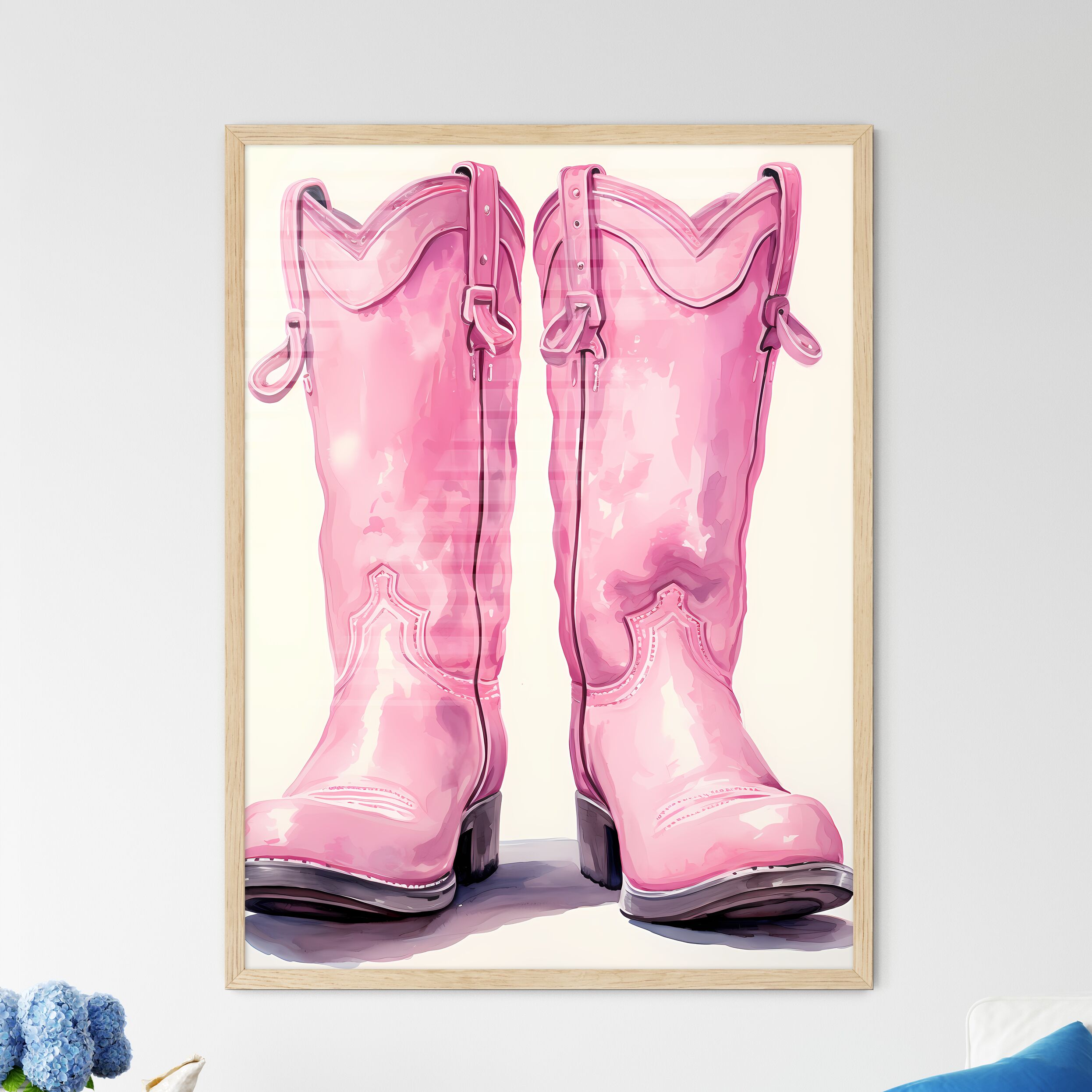 Pair Of Pink Cowboy Boots Art Print by HEBSTREIT