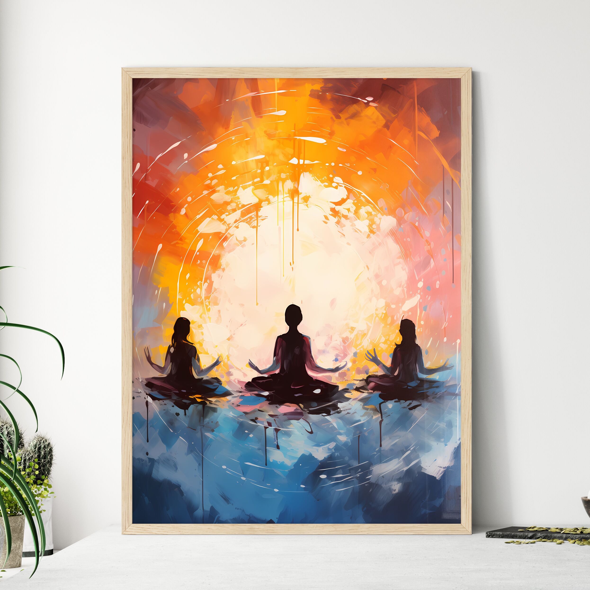Group Of People Sitting In Lotus Position Ar - Framed Art Print – HEBSTREIT