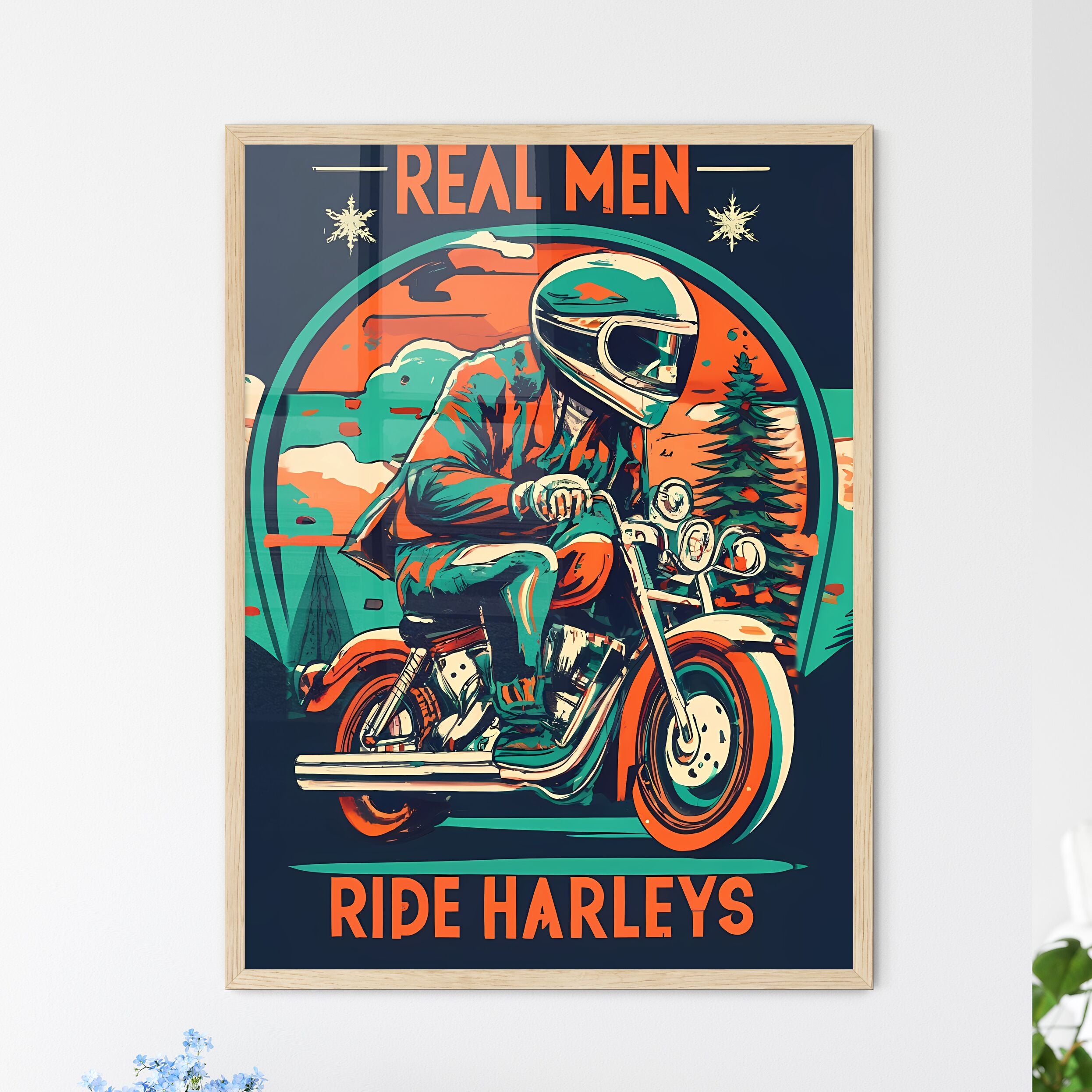 Real Men Ride Harleys - A Man Riding A Motor - Framed Art Print – HEBSTREIT