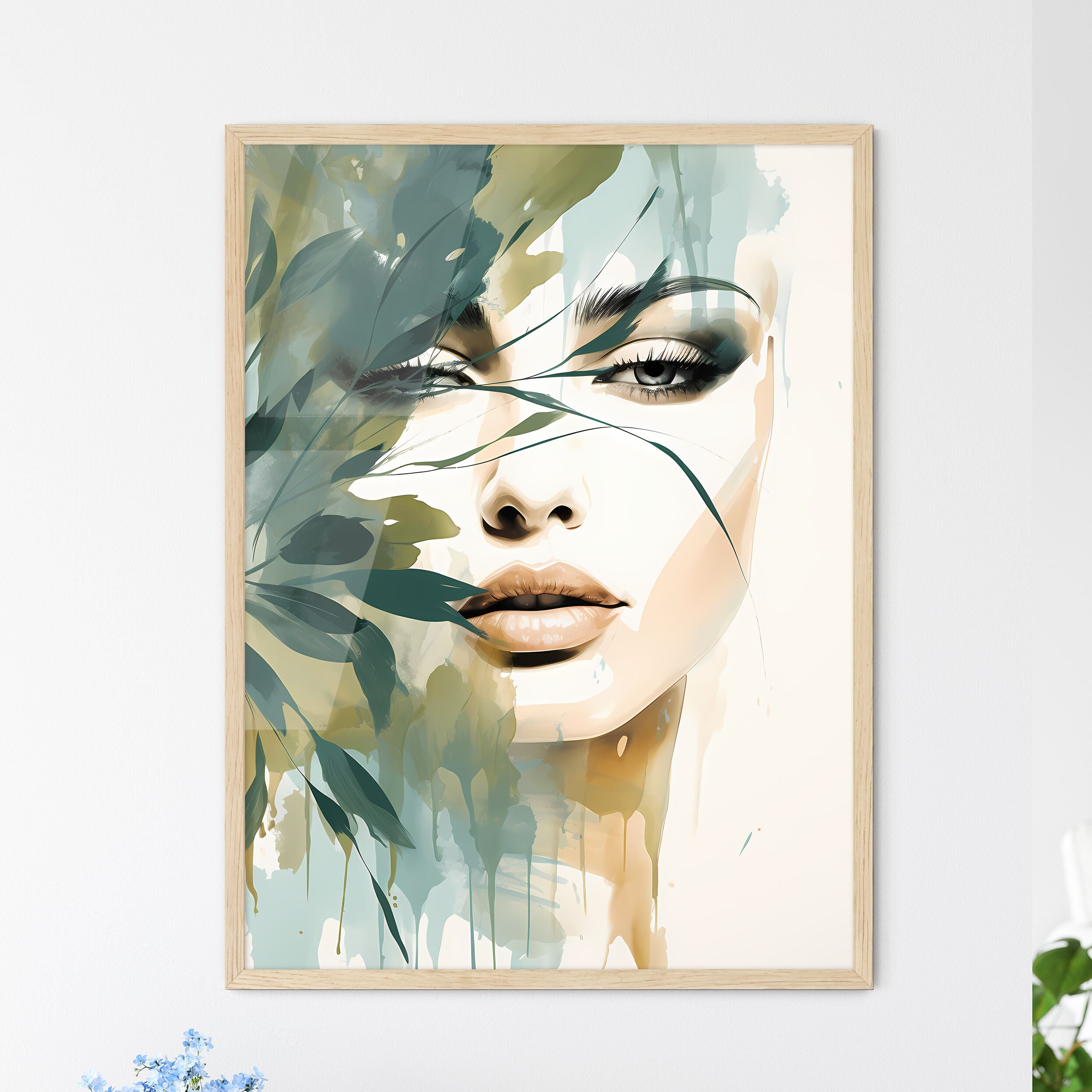 Boho - A Womans Face With Leaves by HEBSTREIT